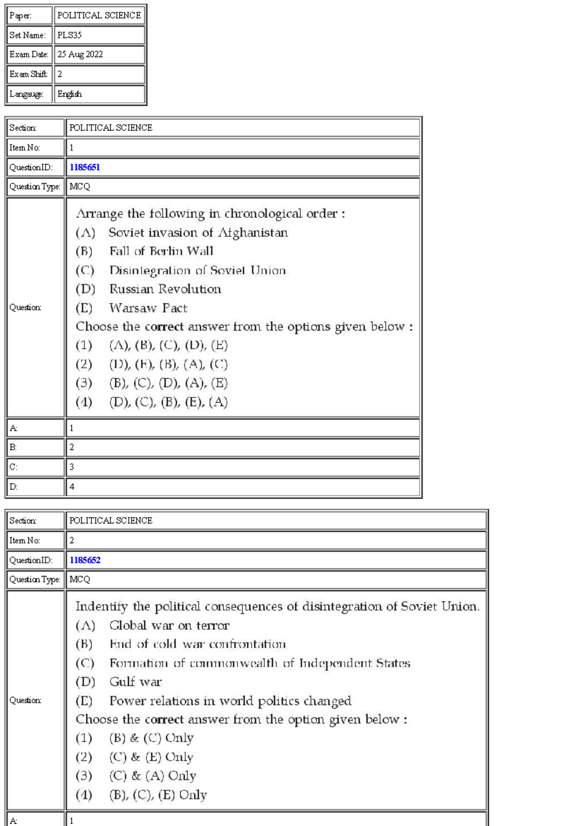 Political Science -cuet - Paper: POLITICAL SCIENCE Set Name: PLS Exam ...