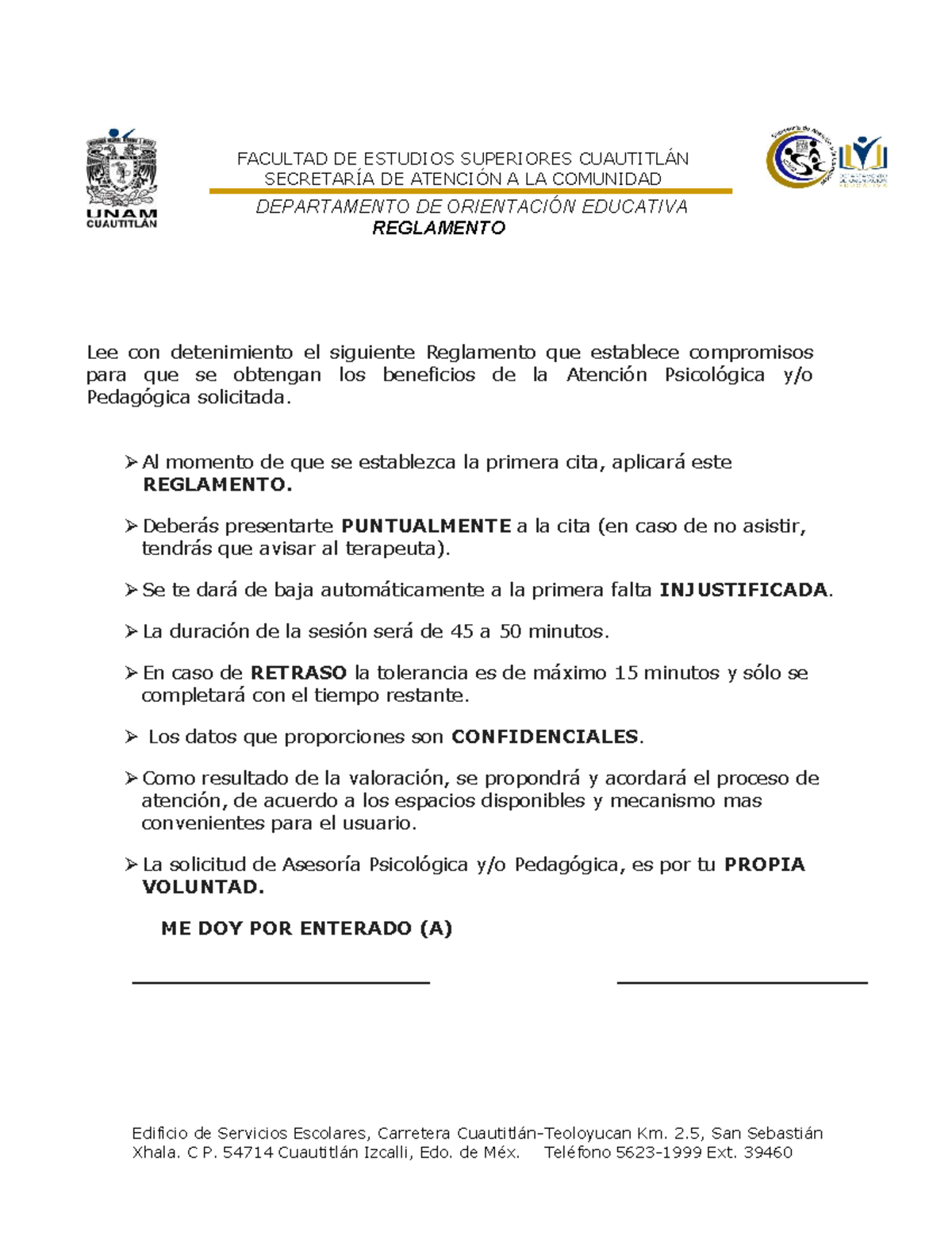 Reglamento Depto O - Dkkdkd - FACULTAD DE ESTUDIOS SUPERIORES ...