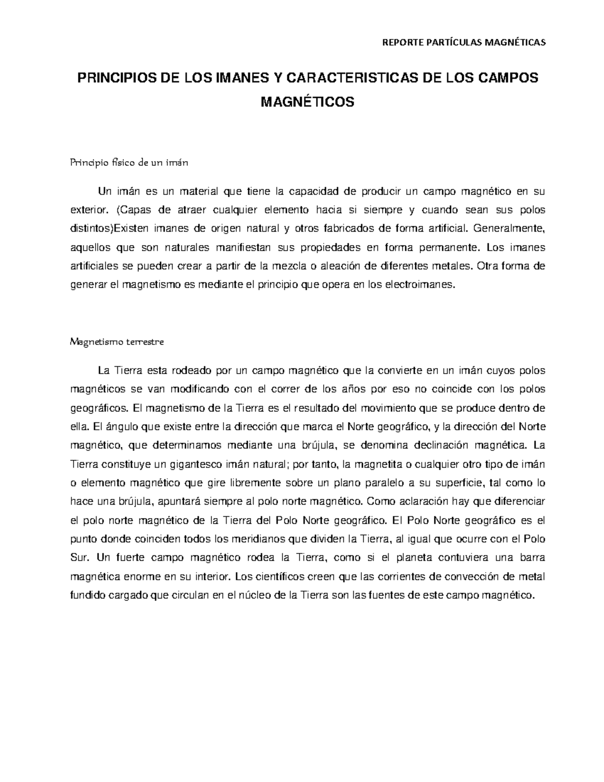 Reporte de práctica del END; Particulas Magneticas - Ensayos no ...