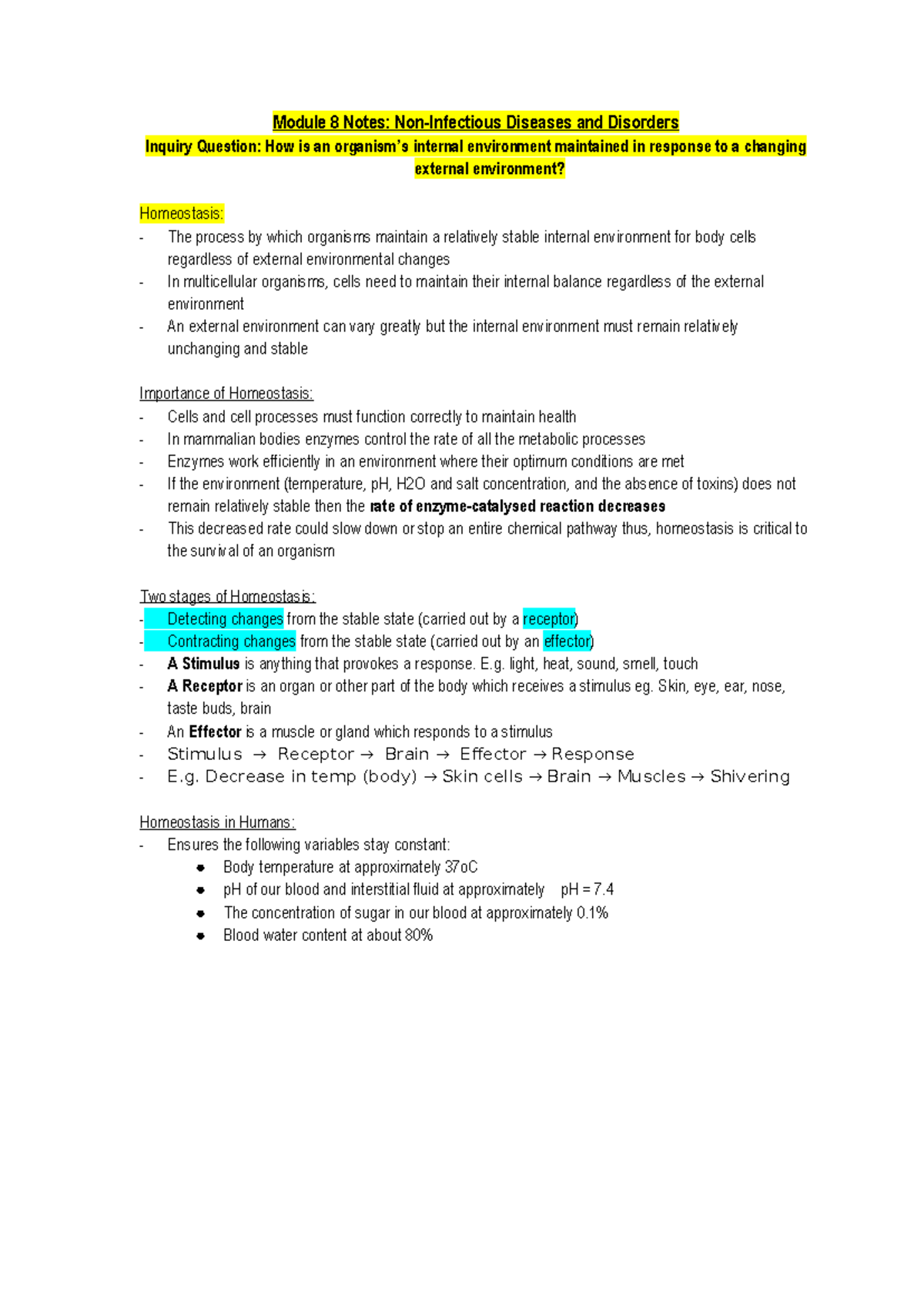 Module 8 Notes Non-Infectious Diseases - Module 8 Notes: Non-Infectious ...