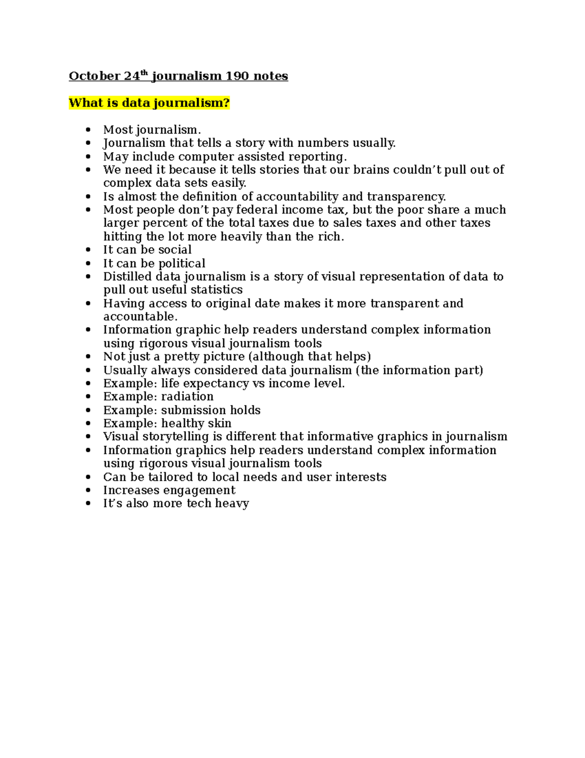 October 24th journalism 190 notes - October 24 th journalism 190 notes ...