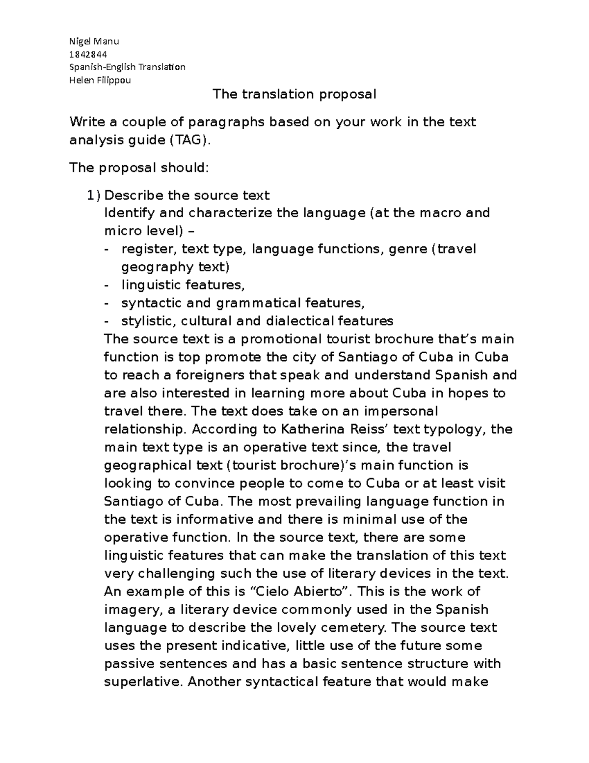 The translation proposal - 607-412-VA - Vanier - Studocu