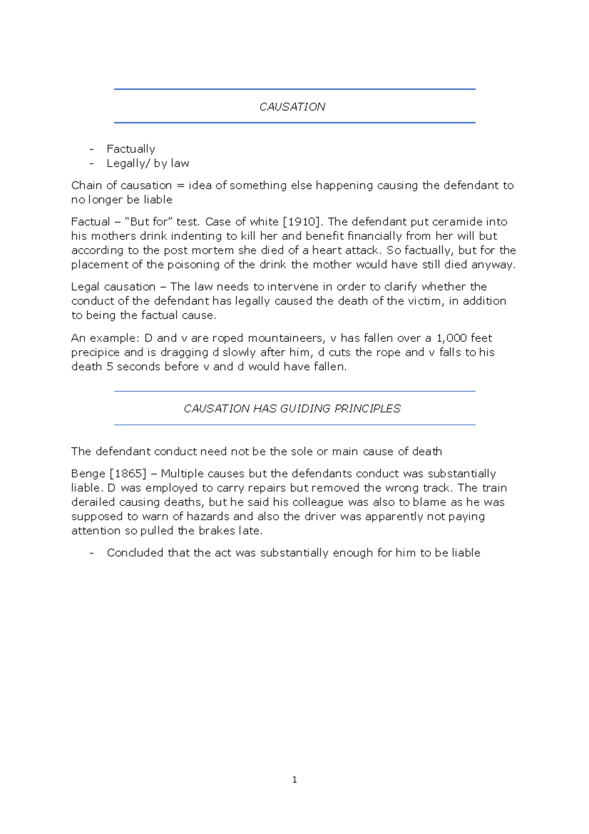 Causation - Module = Applied Criminal Law. - CAUSATION Factually ...