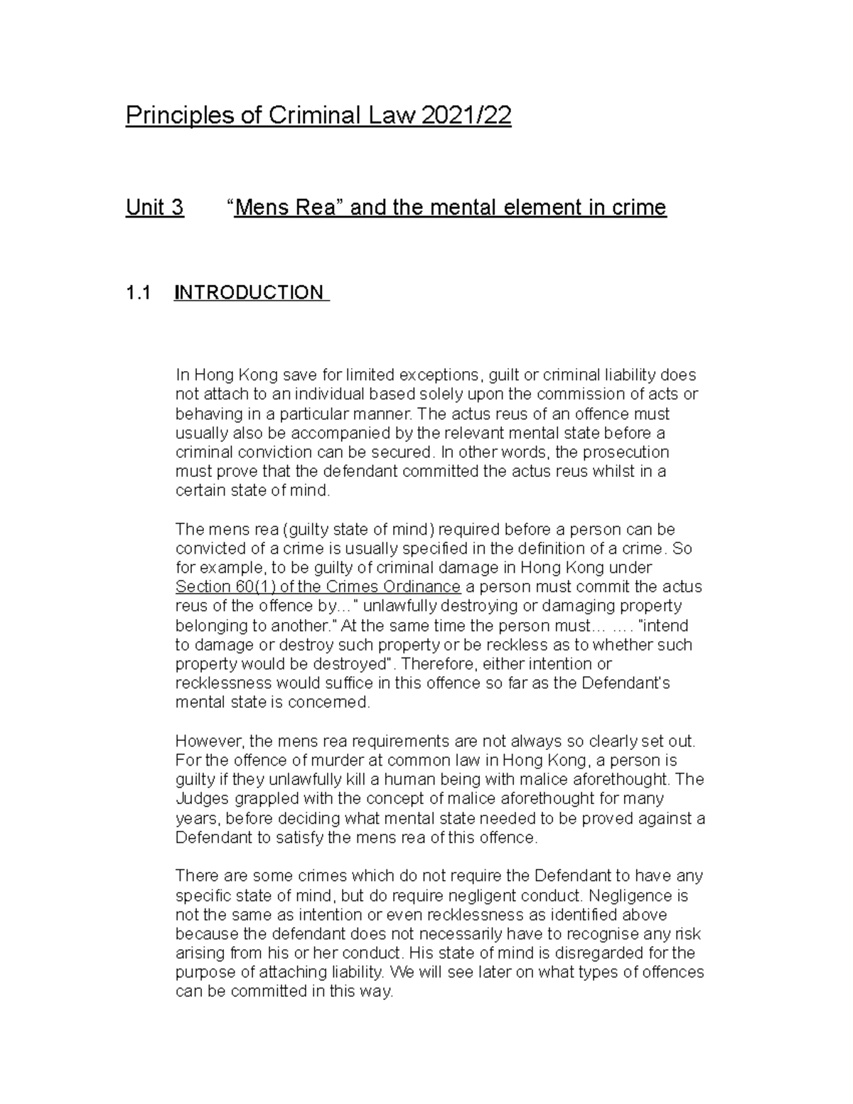 CUHK CRIM UNIT 3 Week 3 (1) (2)(1) (1) - Criminal Law 1 - CUHK - Studocu