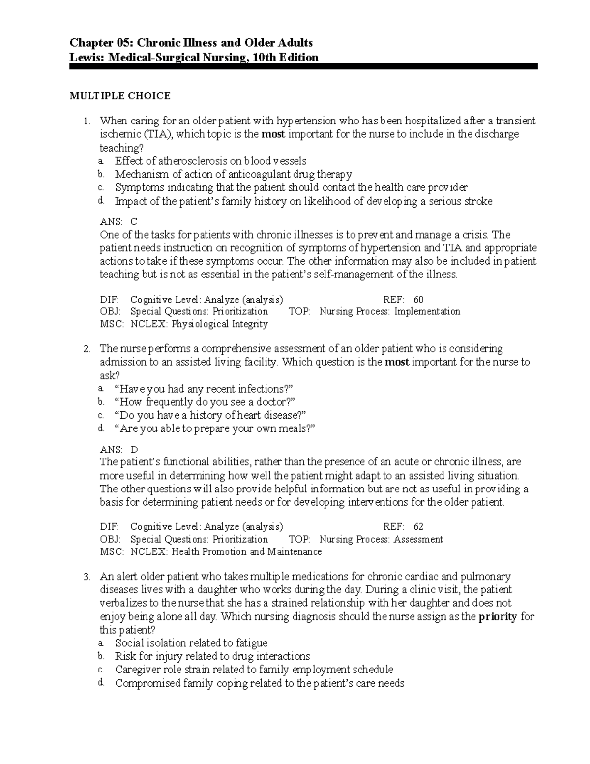 C5 - notes - Chapter 05: Chronic Illness and Older Adults Lewis ...