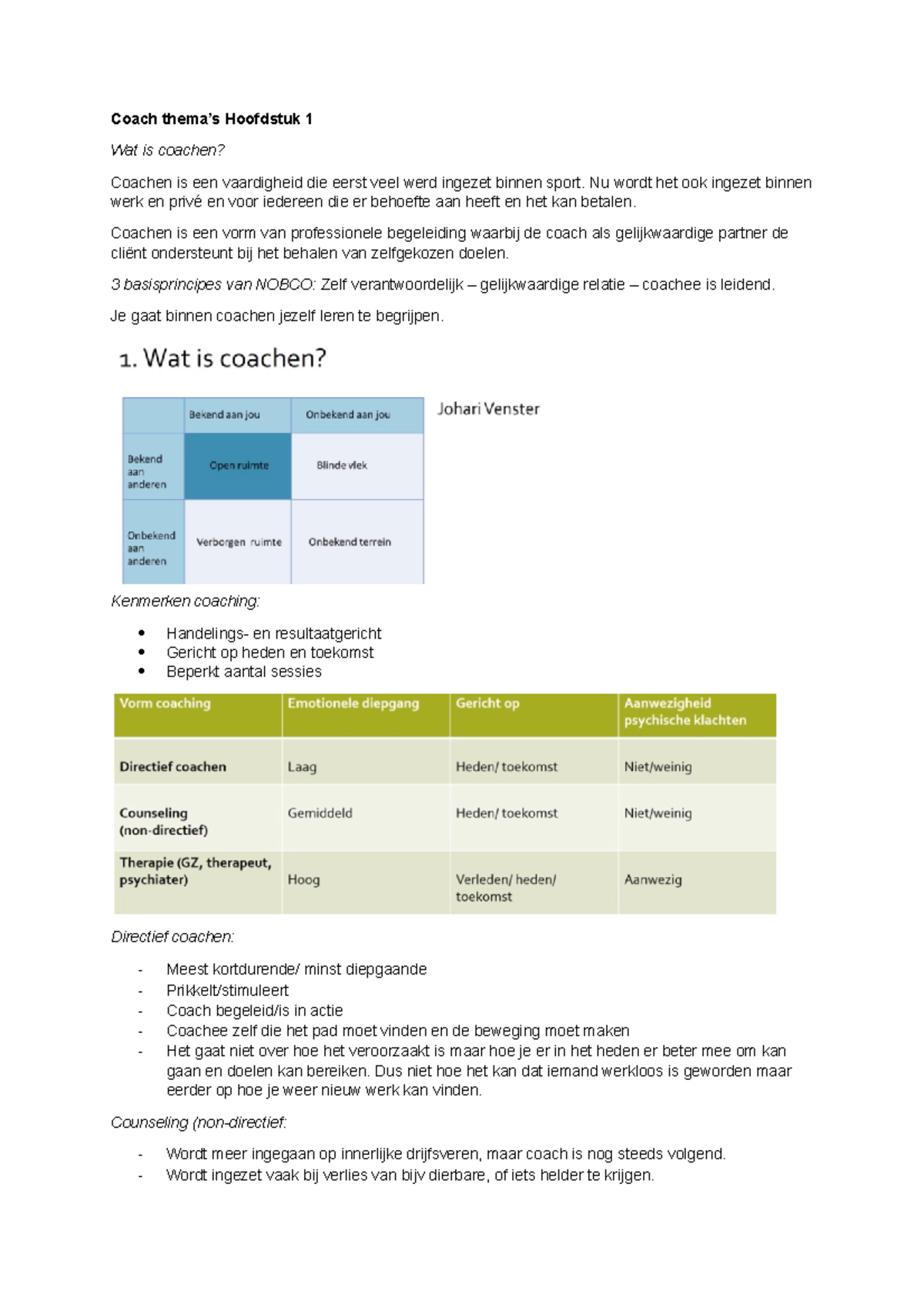 Coach thema complete samenvatting - Coach thema’s Hoofdstuk 1 Wat is ...