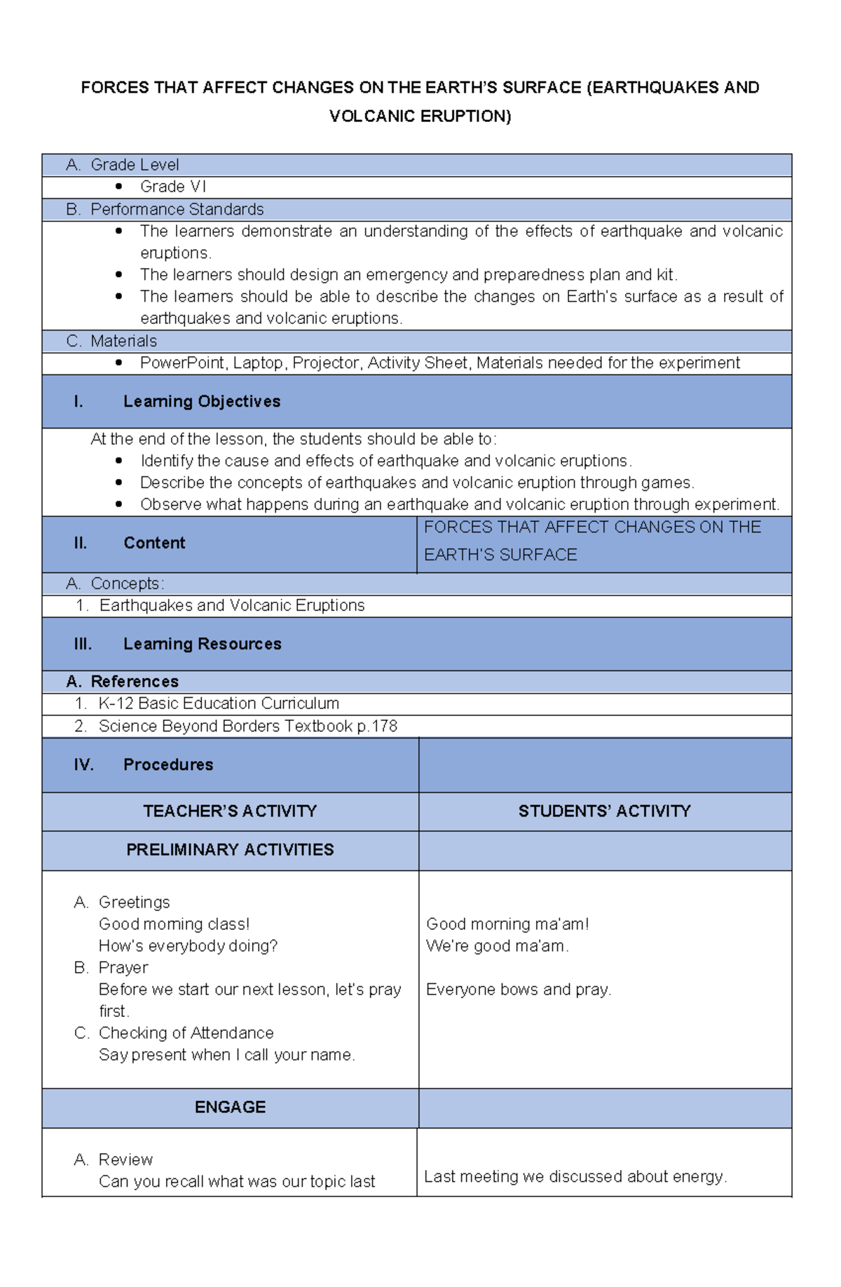 LP Earthquake 6 - FORCES THAT AFFECT CHANGES ON THE EARTH’S SURFACE ...