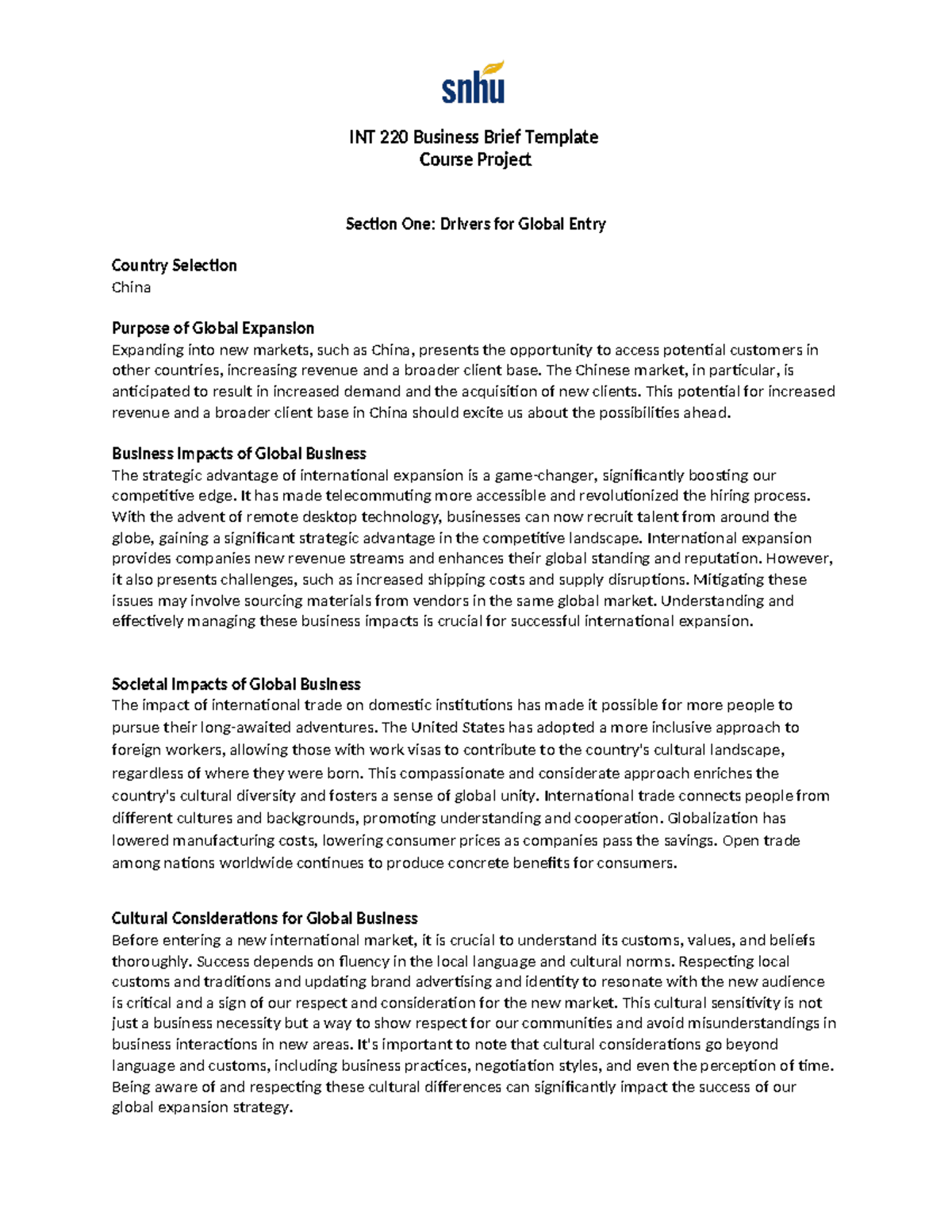 INT 220 Business Brief Template submit 5 7 - INT 220 Business Brief ...