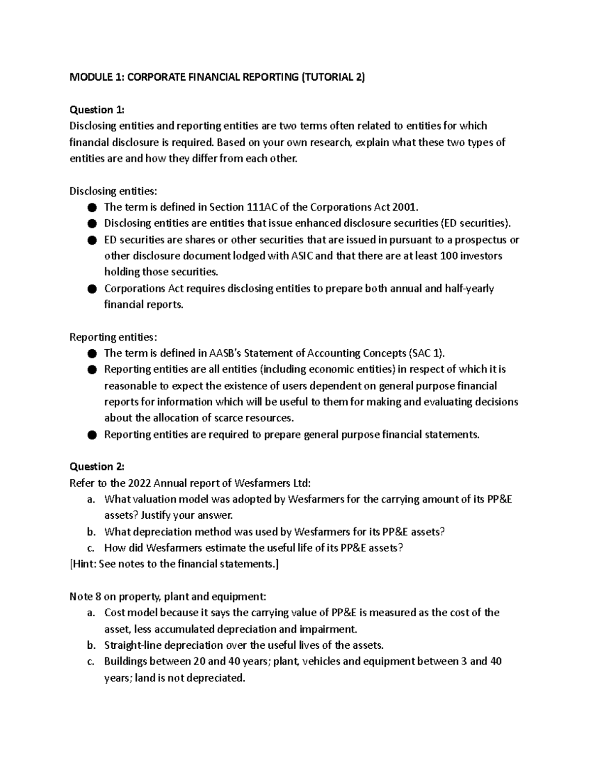 Module 1 Corporate Financial Reporting - MODULE 1: CORPORATE FINANCIAL ...