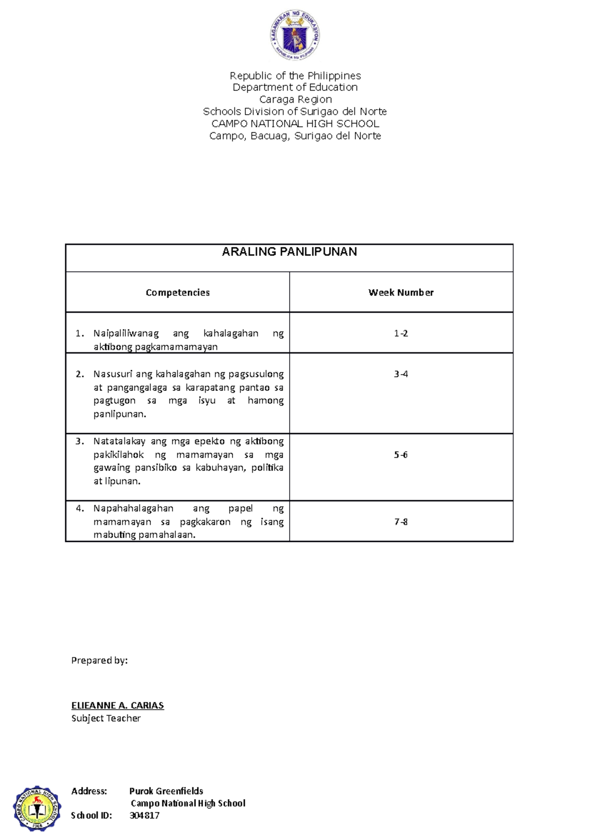 Competency- Mapping AP - Republic of the Philippines Department of ...