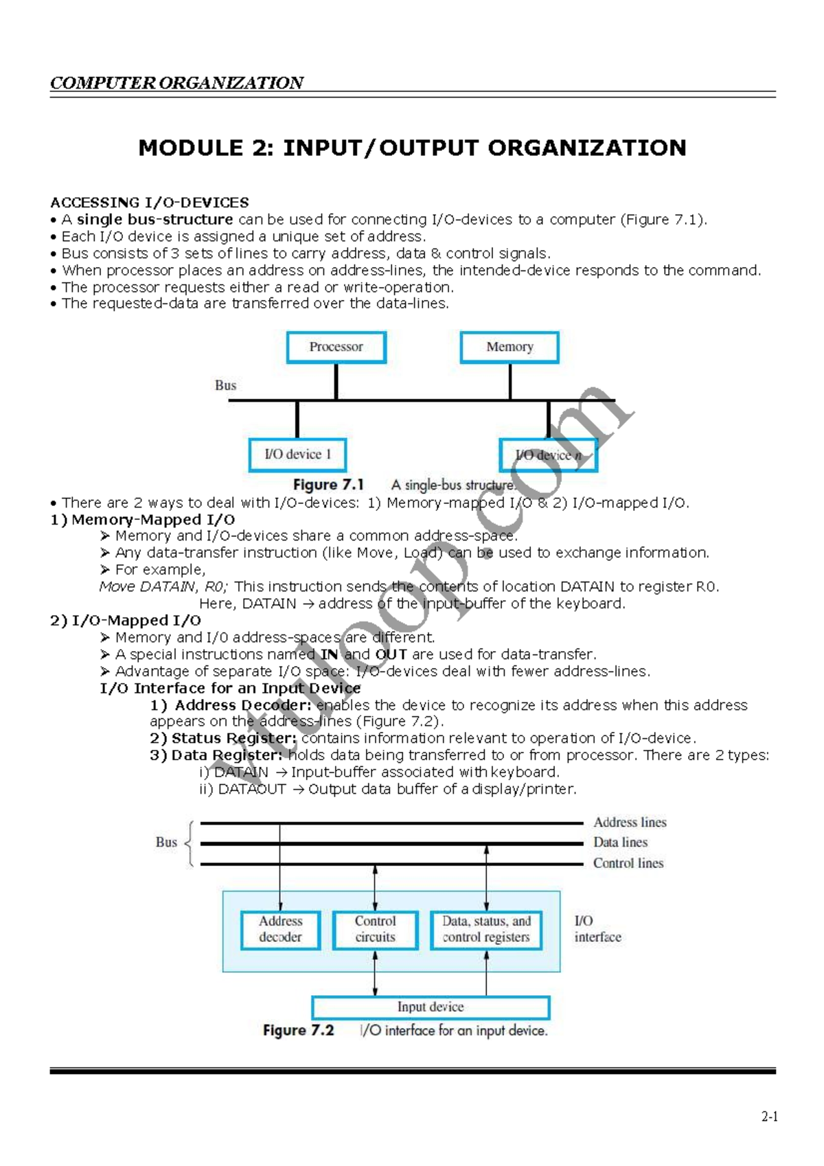21cs34 module 2co - notes - MODULE 2: INPUT/OUTPUT ORGANIZATION ...