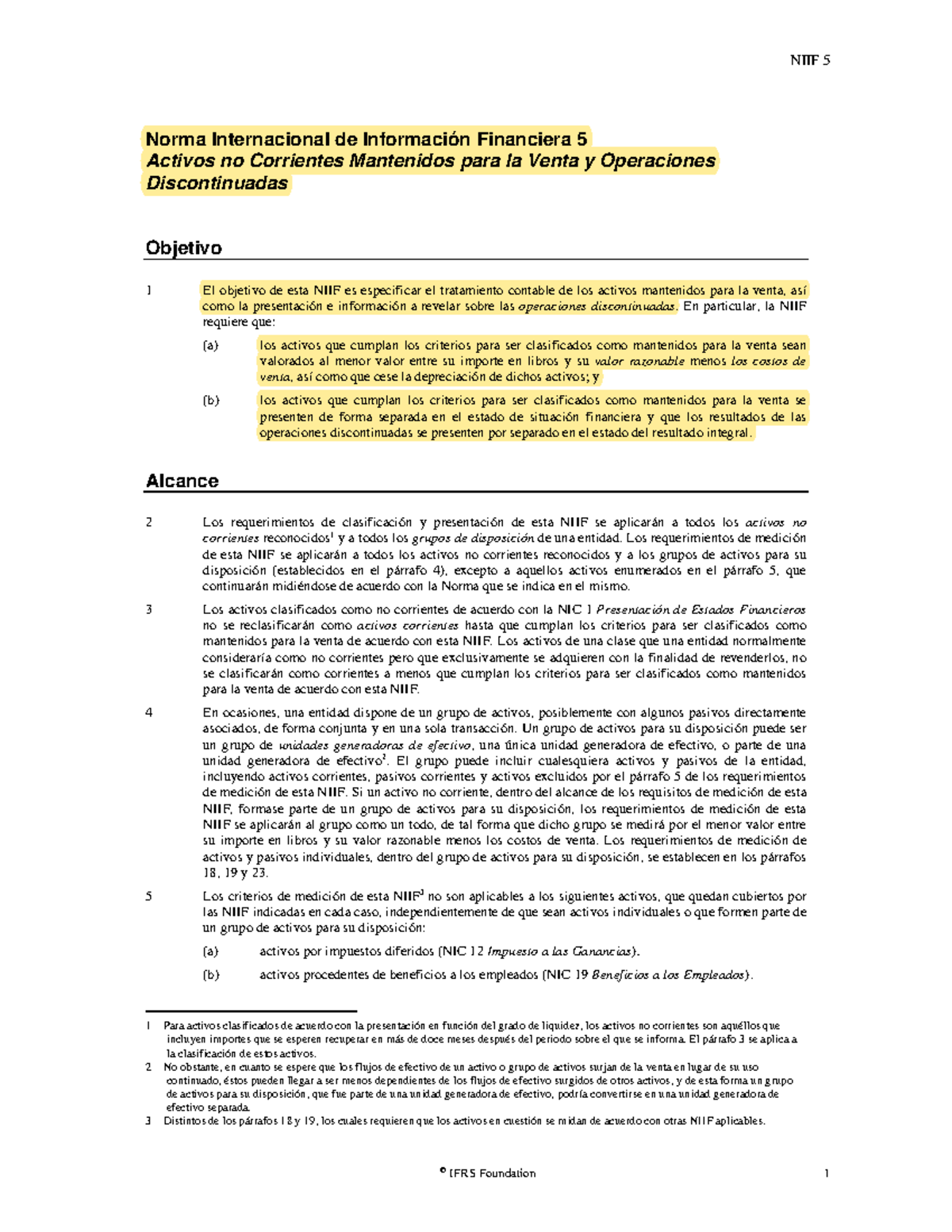 NIIF 5 contabilidad y finanzas - Norma Internacional de Información ...