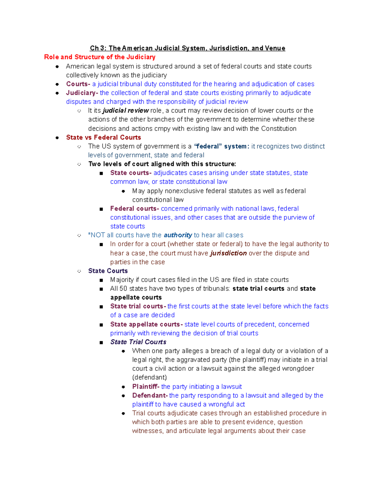 Txtbk LAW ch 3 - Professor: Virginia Ward-Vaughn - Ch 3: The American ...