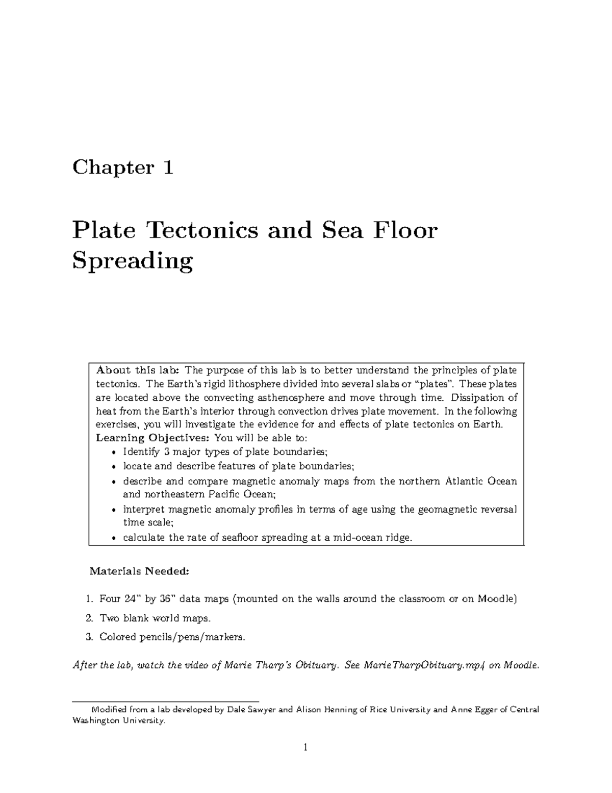 Plate Lab - lab stuff - Chapter 1 Plate Tectonics and Sea Floor ...