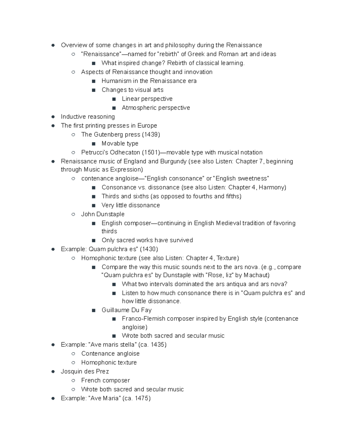 Renaissance 1 notes - E.Nelson - Overview of some changes in art and ...