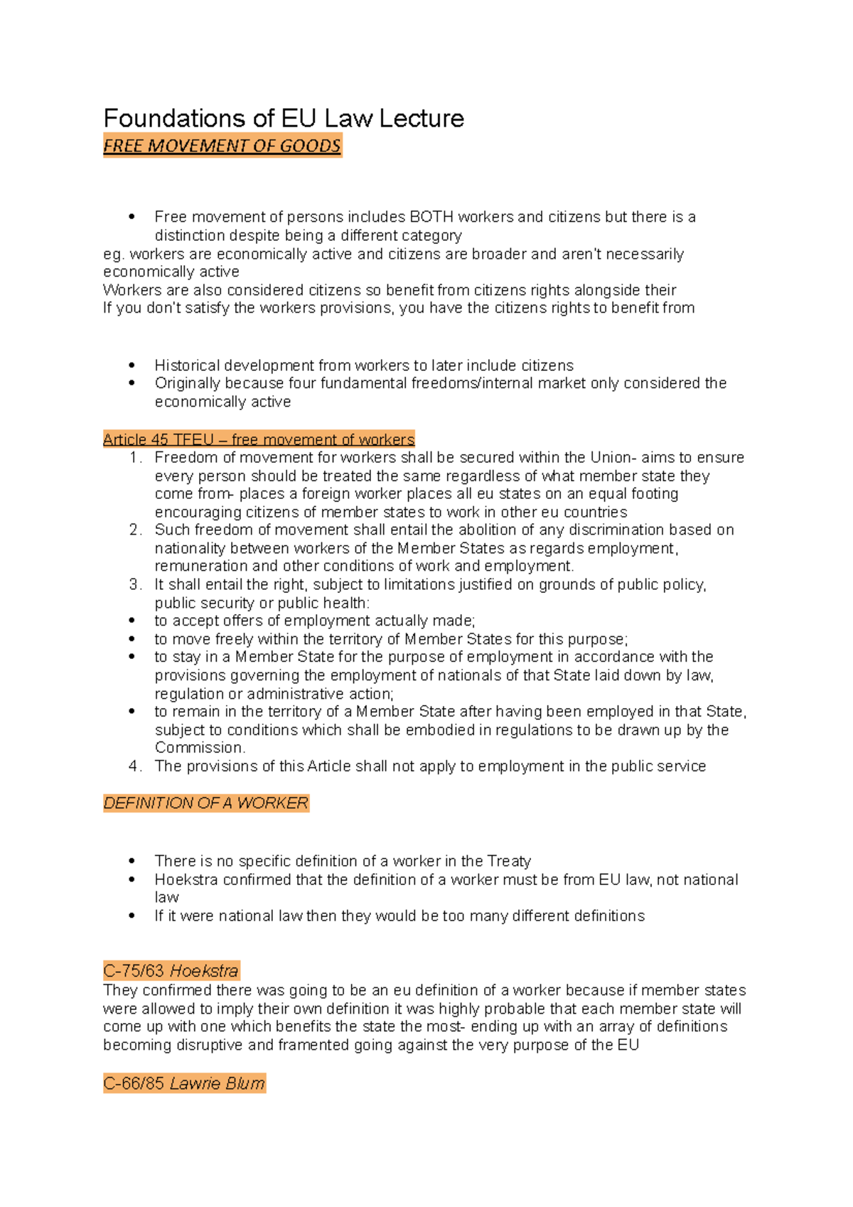 Foundations of EU Law Lecture- Free Movement of Goods - Foundations of EU Law Lecture FREE ...