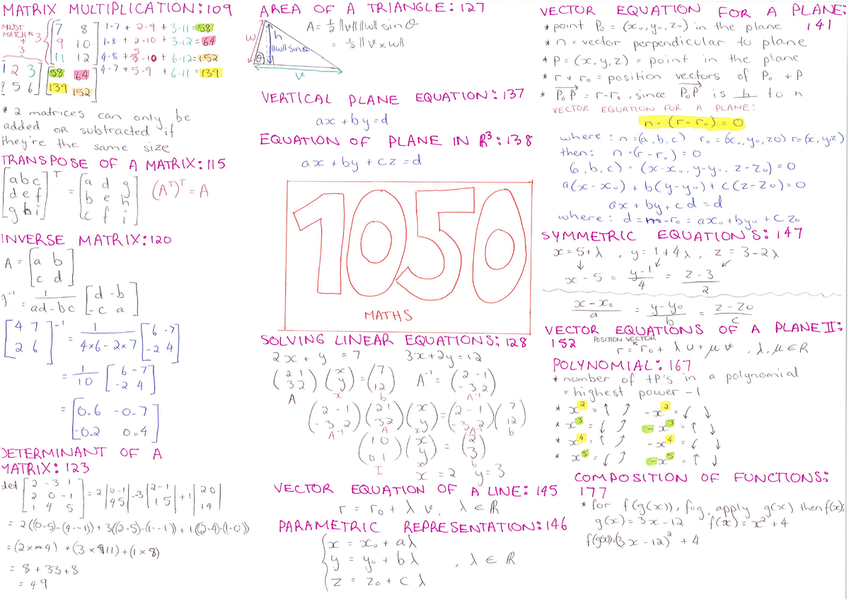 MATH1050 Final Exam Revision Notes - MATH1050 - UQ - Studocu