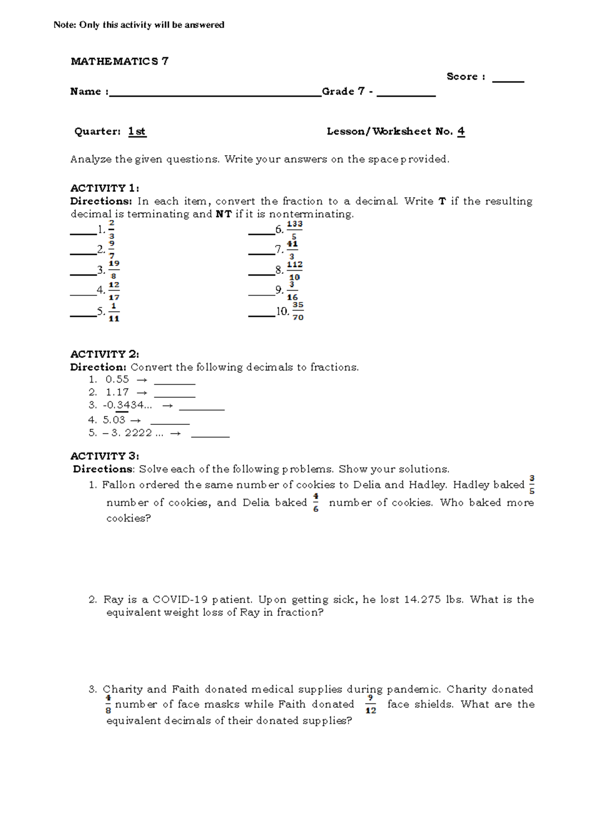 Quarter 1 mod 4 assessment - BSED Math - BulSU - Studocu