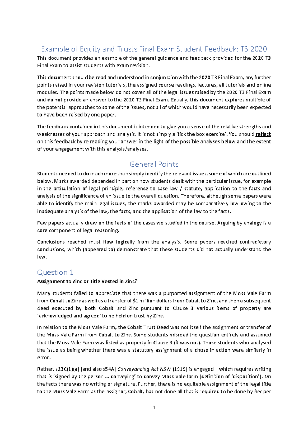 Final Exam Student Feedback T3 2020 - This document should be read and ...