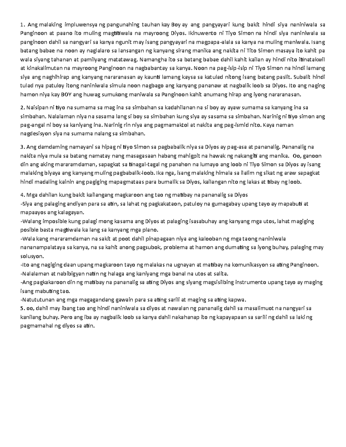 Dula - 2022-2023 - Ang malaking impluwensya ng pangunahing tauhan kay ...