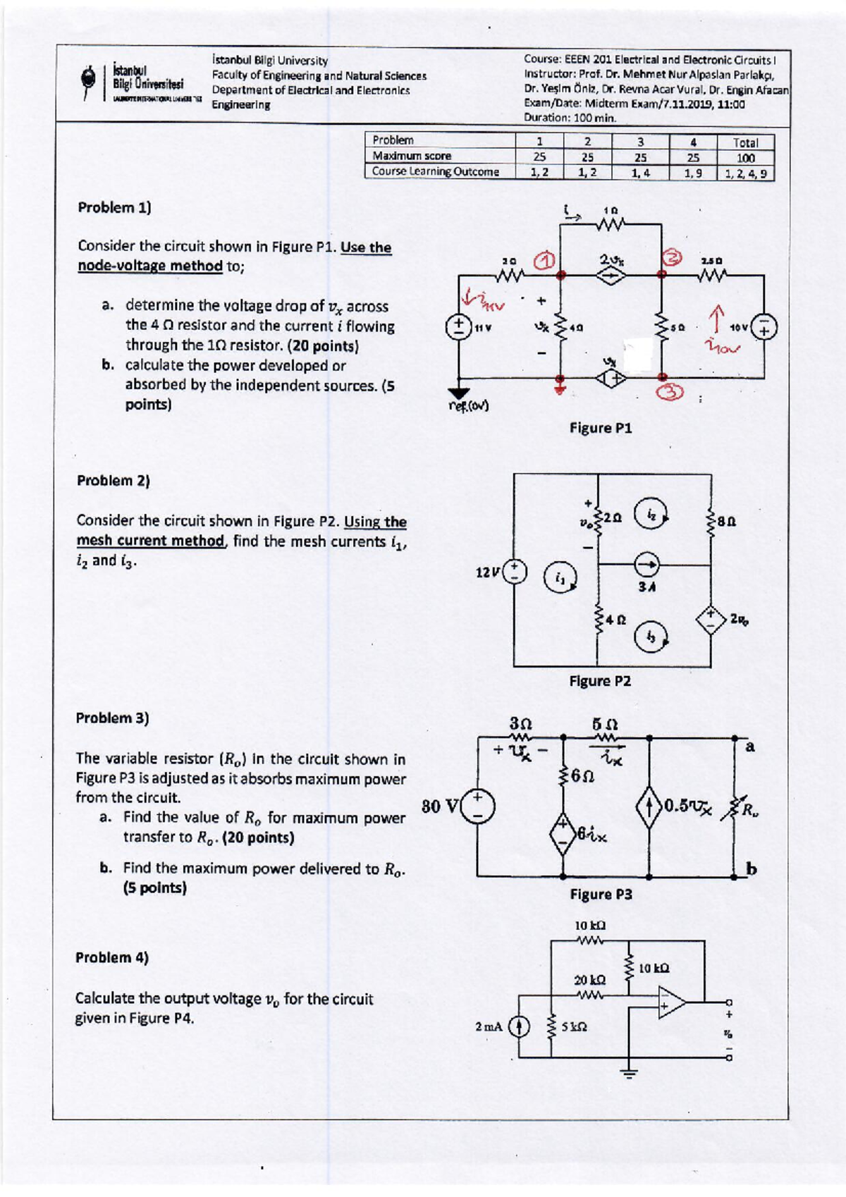 Sample Midterm Exam w Solution Key - Electrical and Electronic Circuits ...