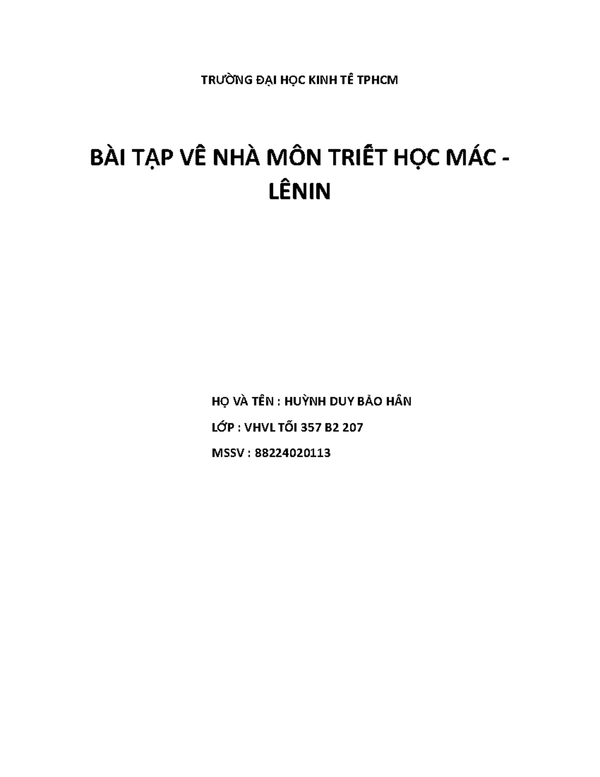Btvn - bài tập vê nhà - TR ƯỜNG Đ ẠI H ỌC KINH TẾẾ TPHCM BÀI T ẬP VẾỀ ...