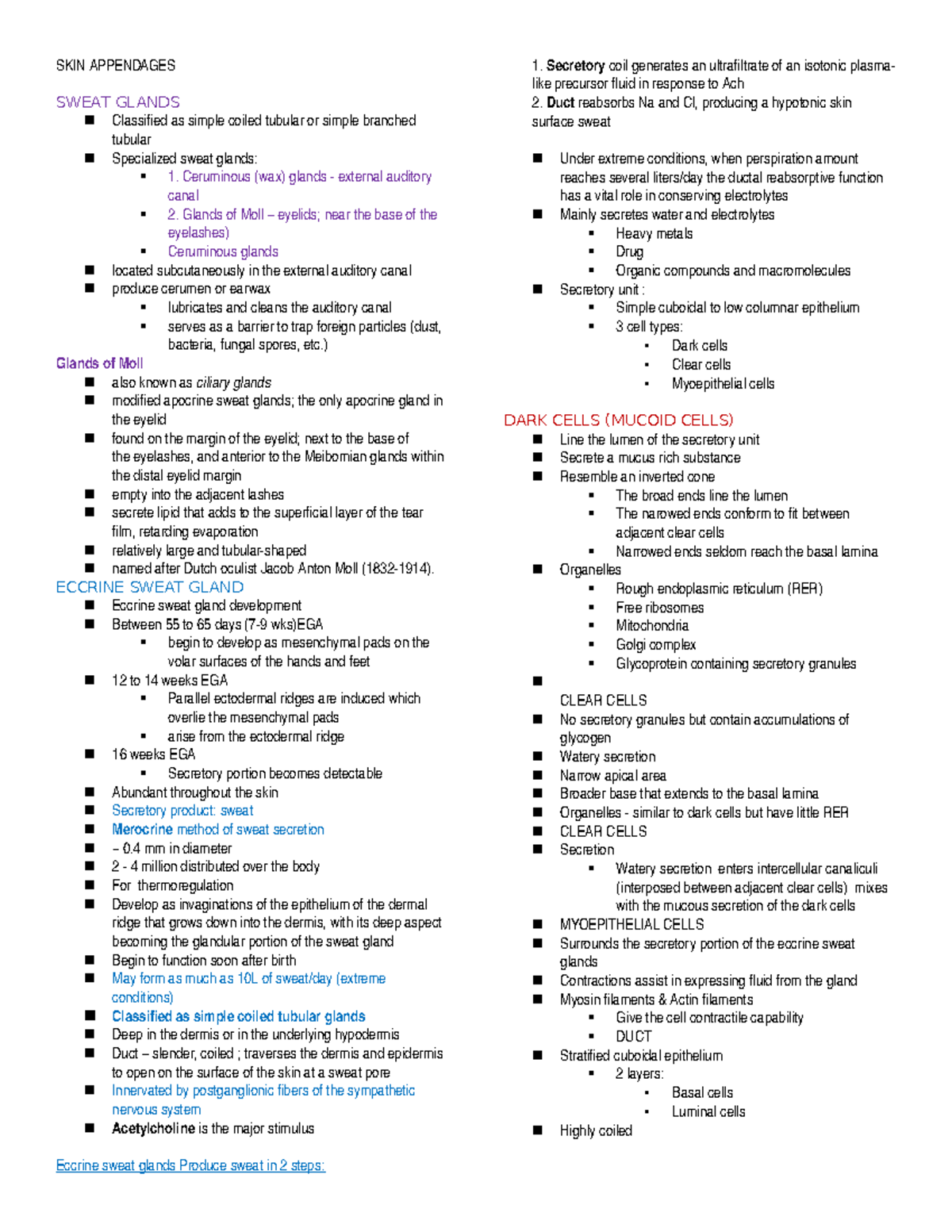 Block II Module III Integumentary Skin Appendages - SKIN APPENDAGES ...