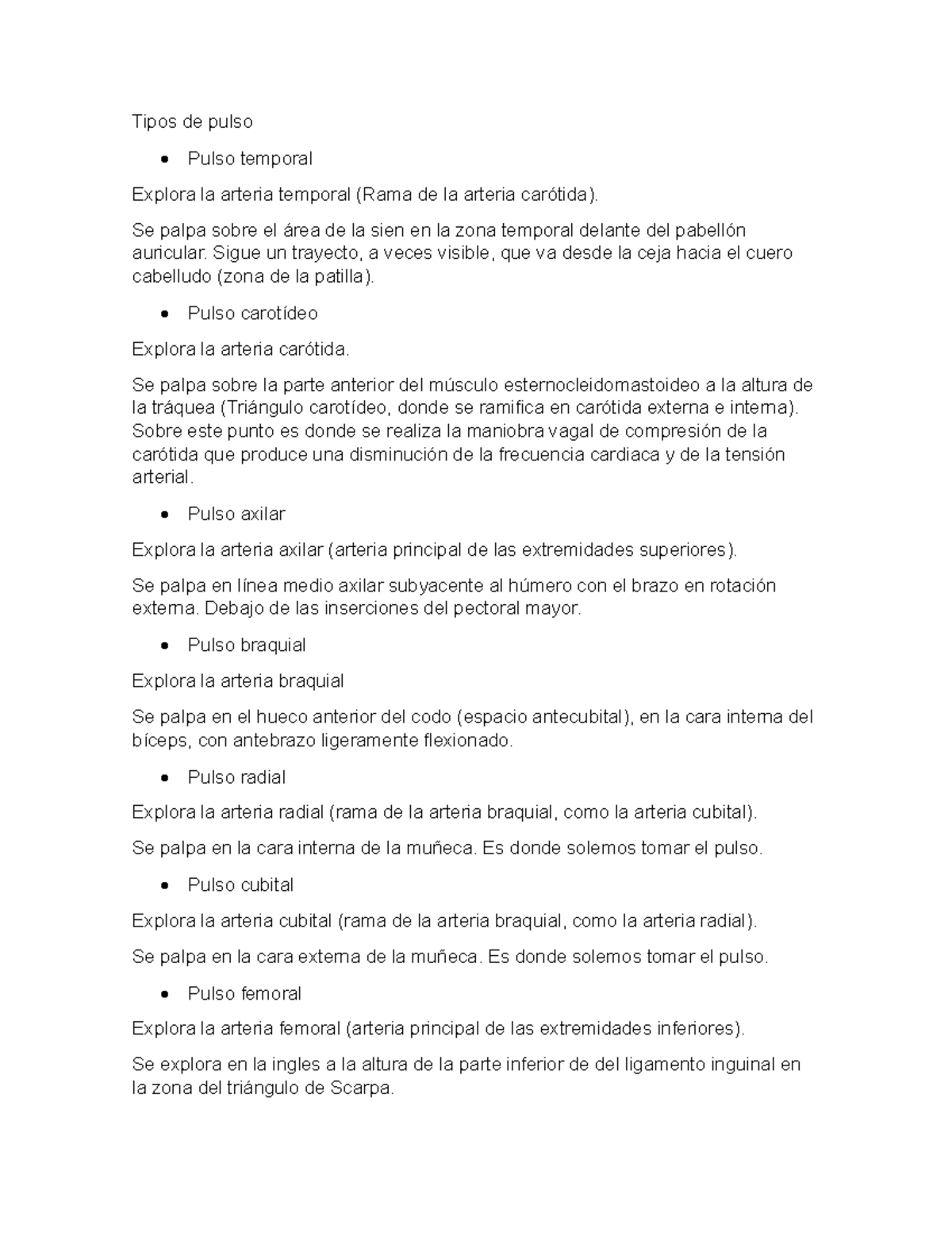 Tipos de pulso - Se palpa sobre el área de la sien en la zona temporal ...