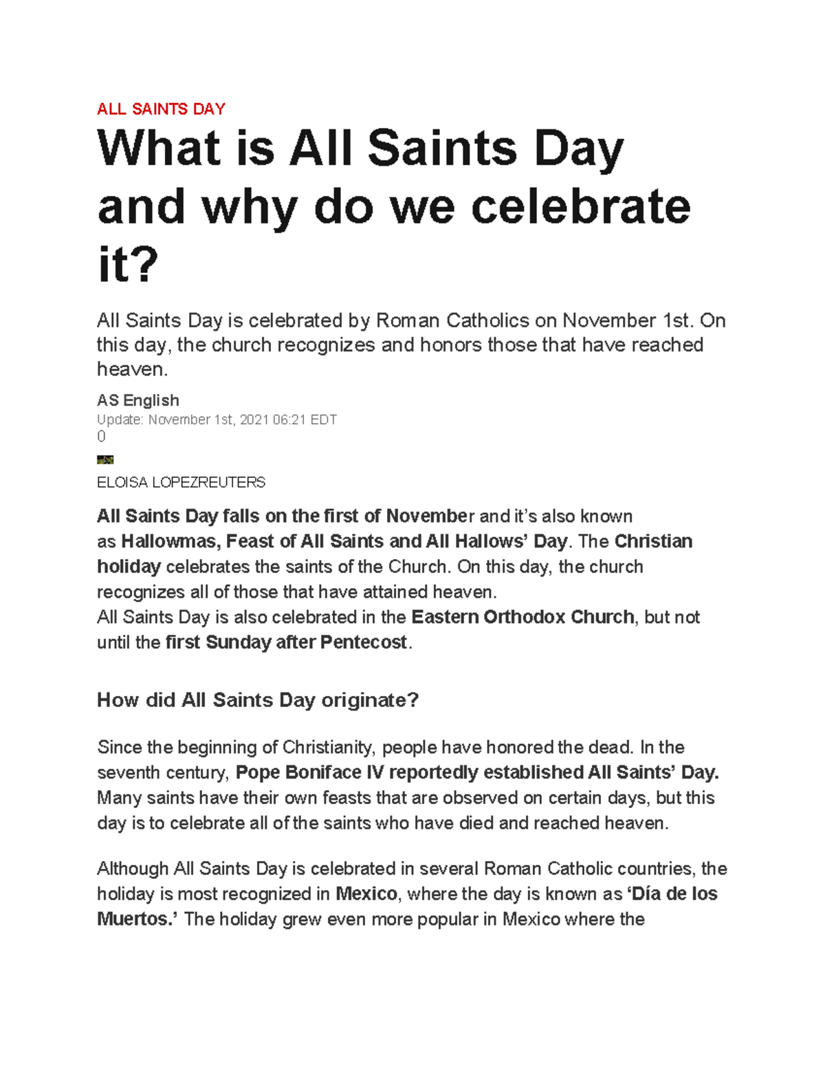 ALL Saints DAY - scrip - ALL SAINTS DAY What is All Saints Day and why ...