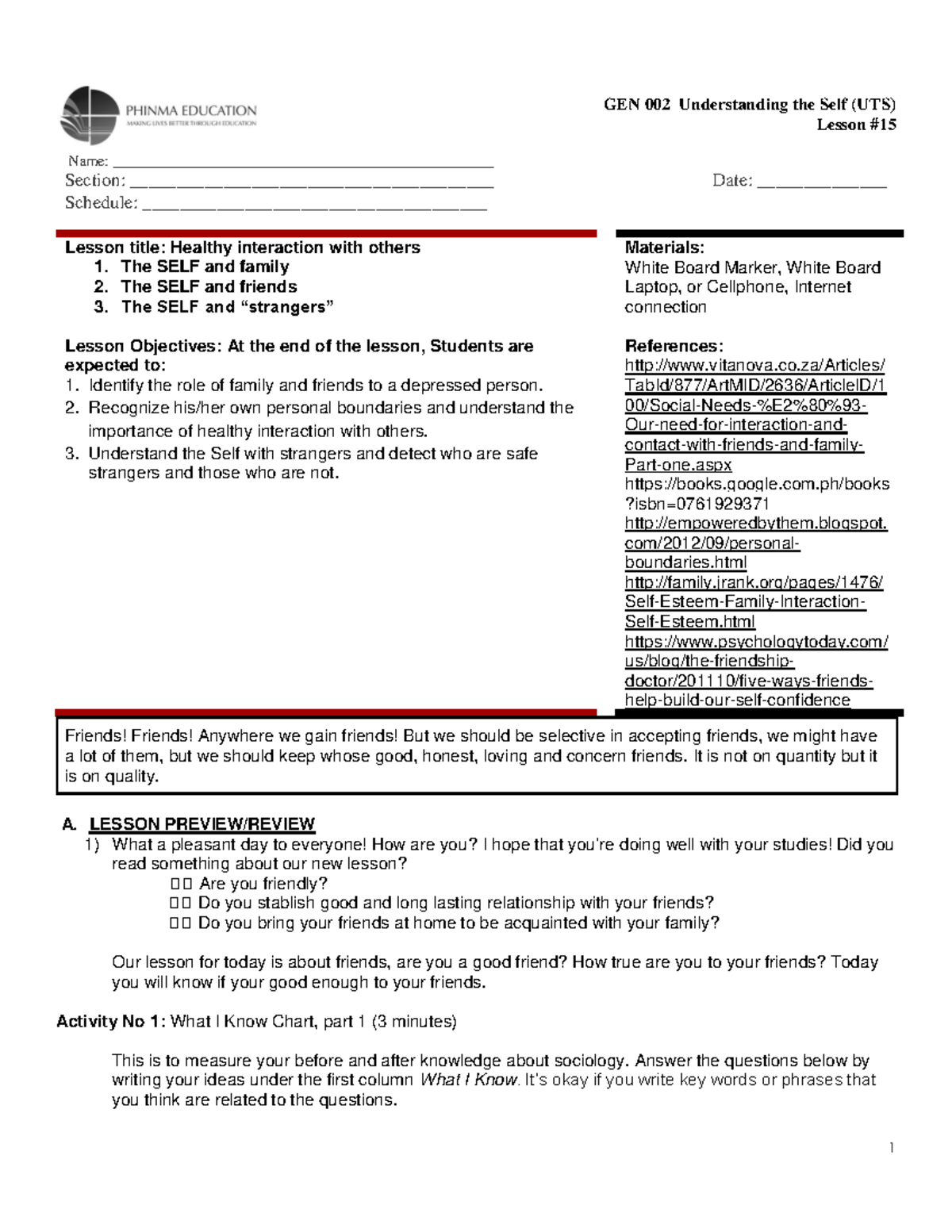 GEN 002 MODULE 15 - Lesson # Name ...