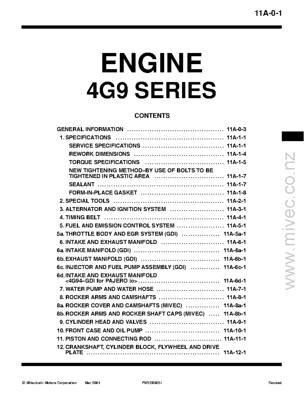 4G9x Engine Manual - Mores 4G93 4G94 - mivec.co GENERAL - Studocu