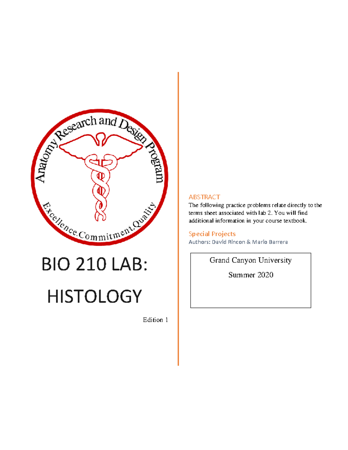 BIO-210L Lab 2 - Overview of Tissues, Epithelial Tissue and Connective ...