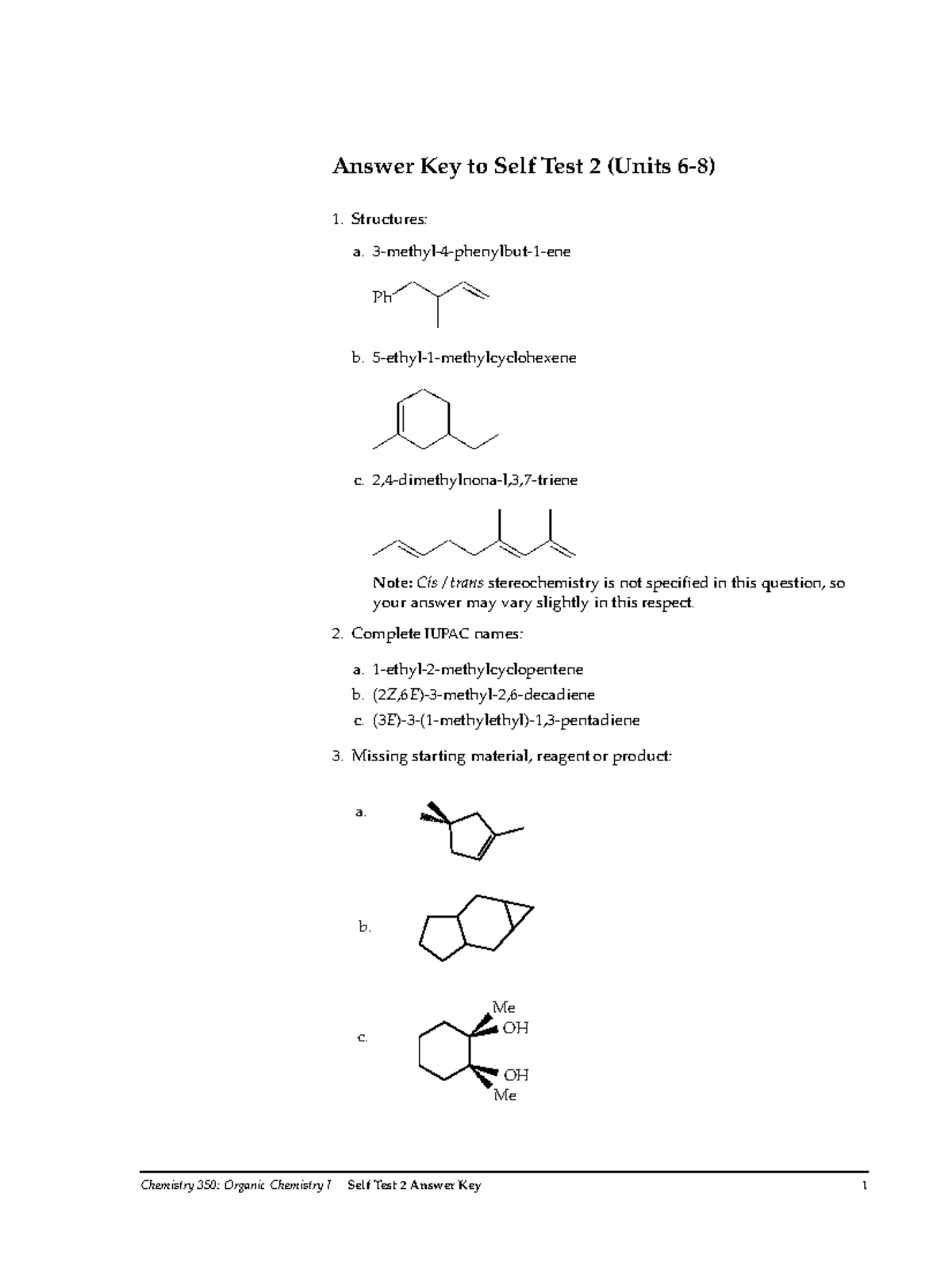 Selftest 02-answer-key - Answer Key to Self Test 2 (Units 6-8 ...