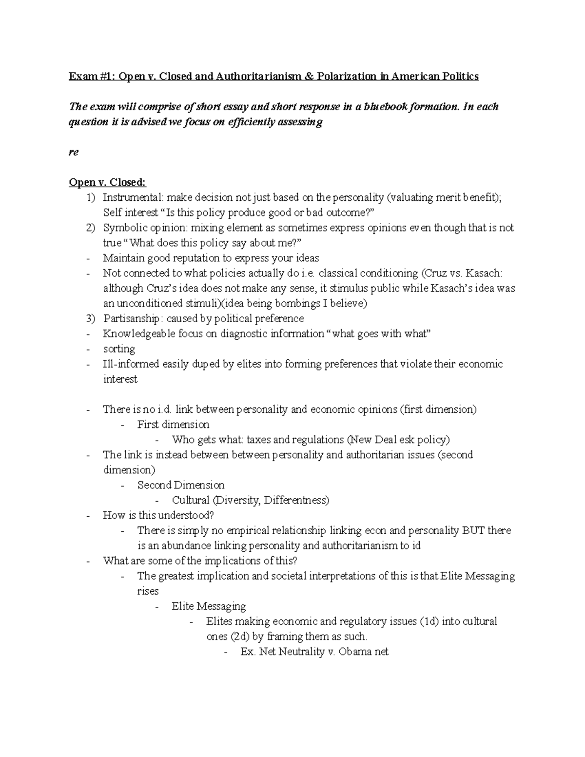 PPM Exam 1 Study Guide - NOTE FOR EXAM 1 - Exam #1: Open v. Closed and ...