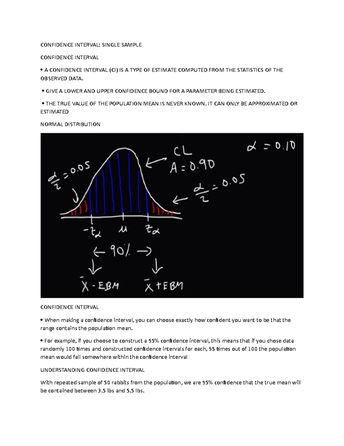 50079 - Quiz - CONFIDENCE INTERVAL: SINGLE SAMPLE CONFIDENCE INTERVAL A ...