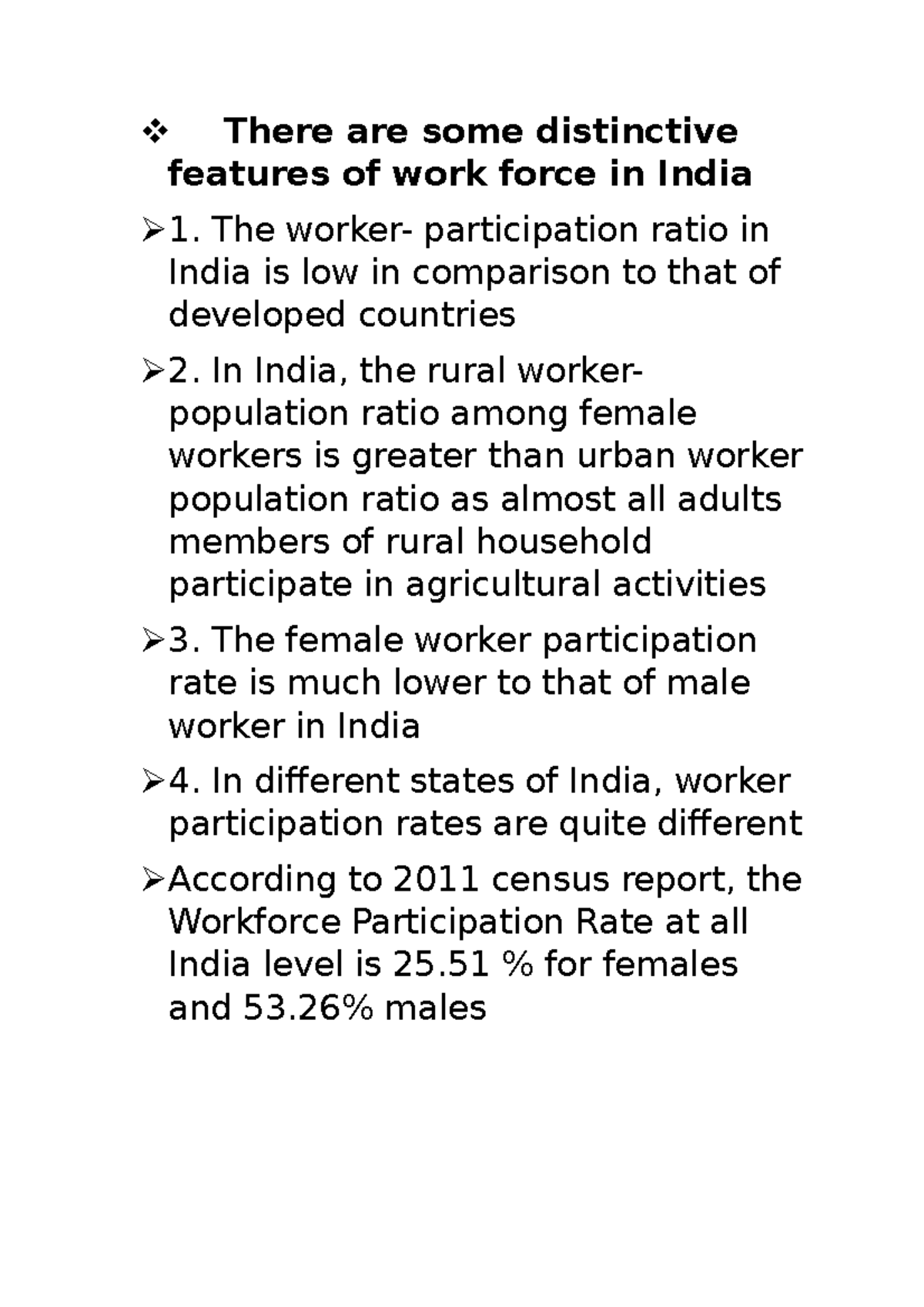 Distinctive features of work force in India - The worker- participation ...