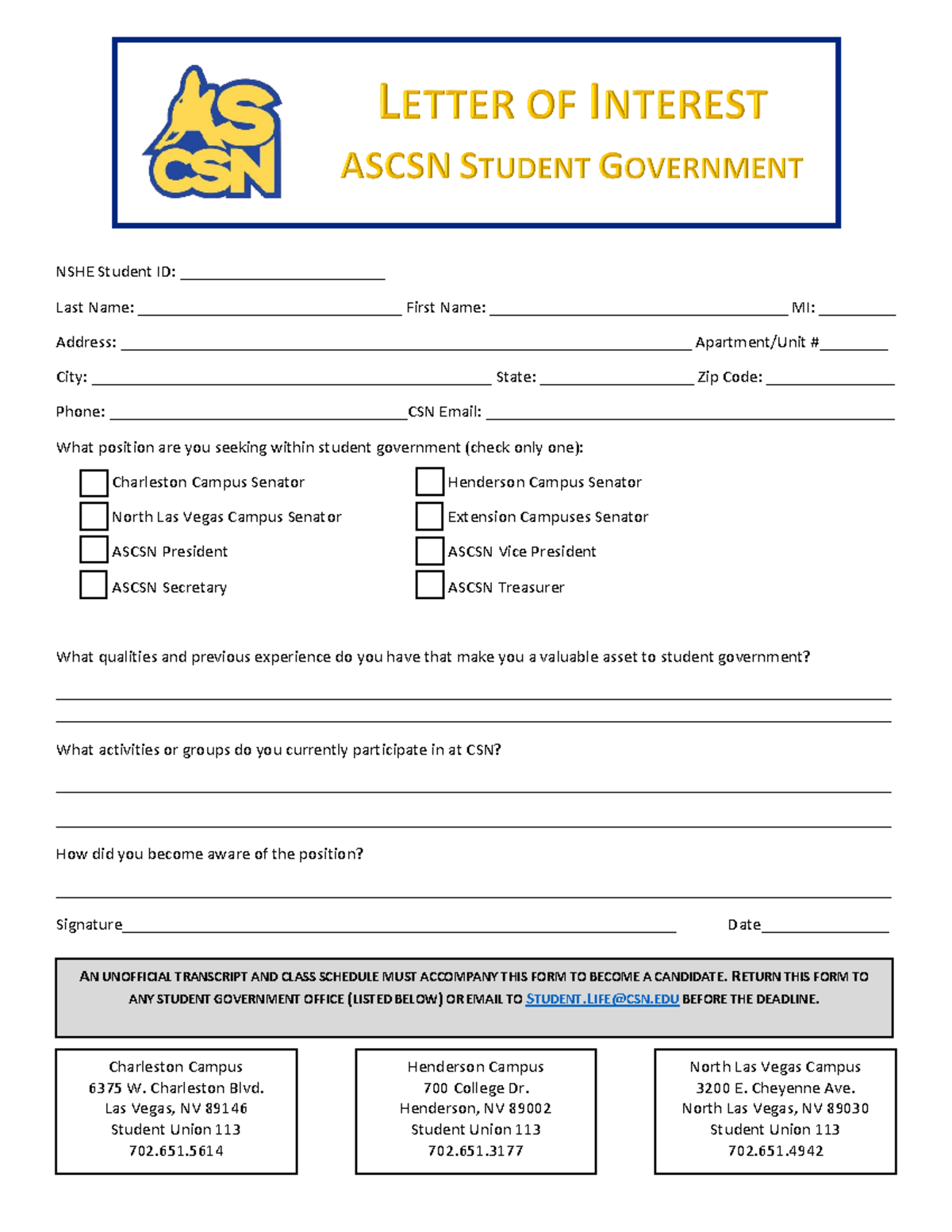 Ascsn Letter of Interest - - Studocu