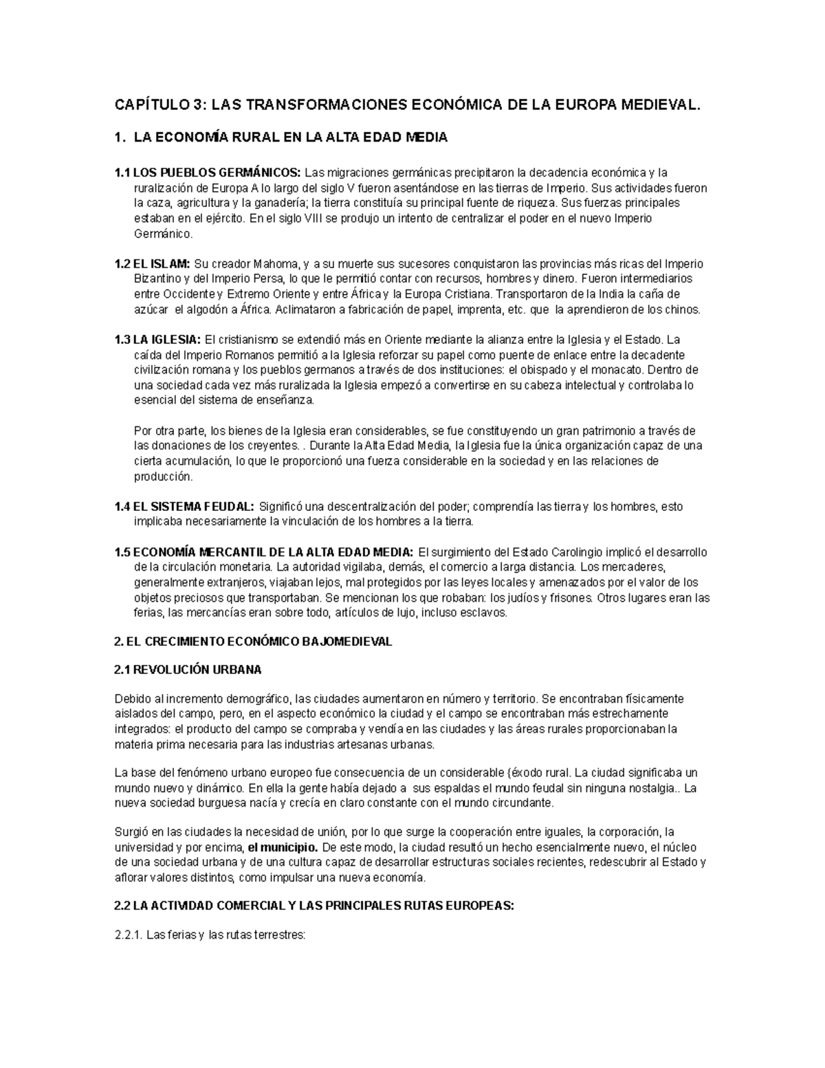 Las transformaciones económicas de Europa medieval - CAPÍTULO 3: LAS TRANSFORMACIONES ECONÓMICA ...