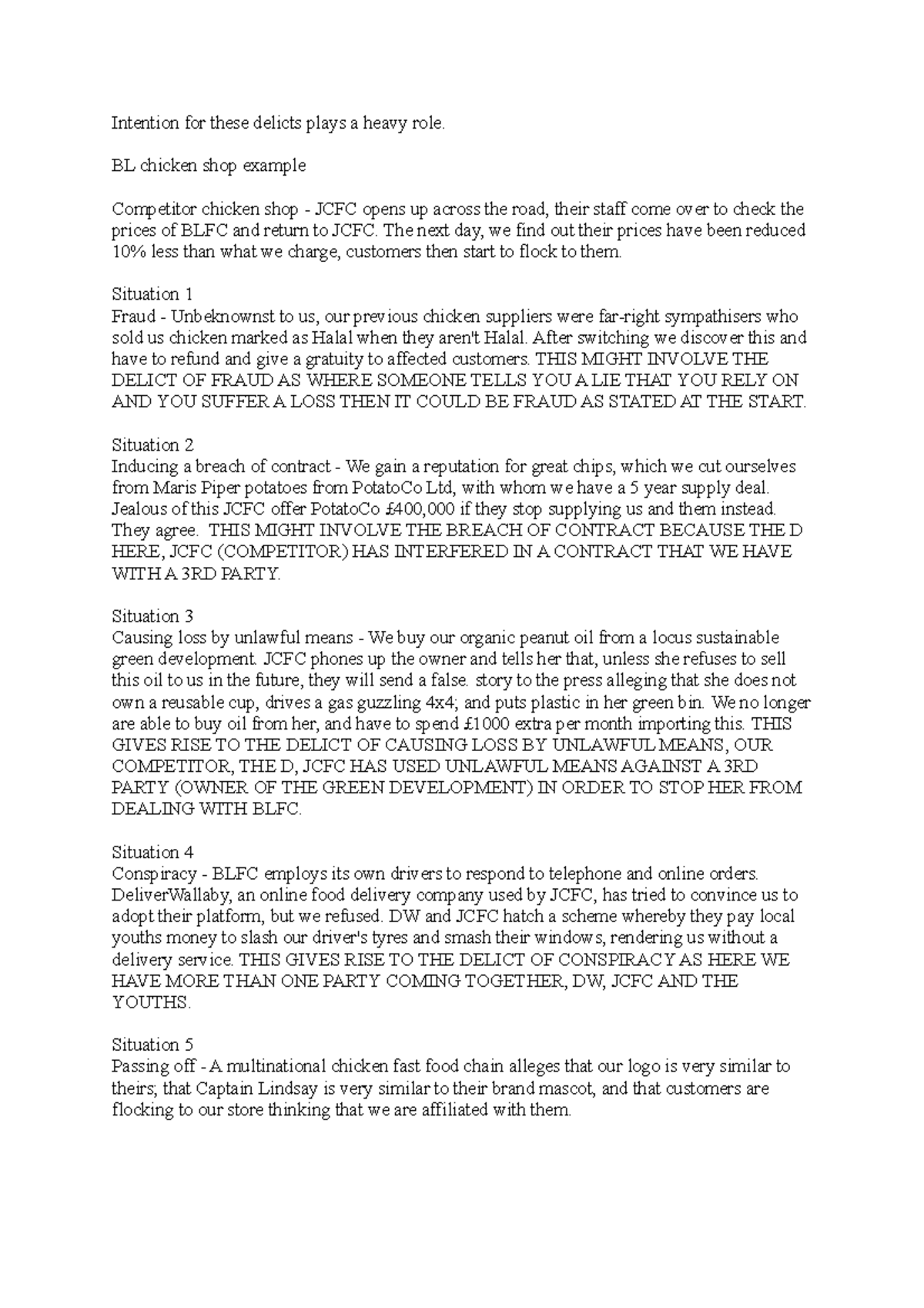 Economic Delicts - Notes - Intention for these delicts plays a heavy ...