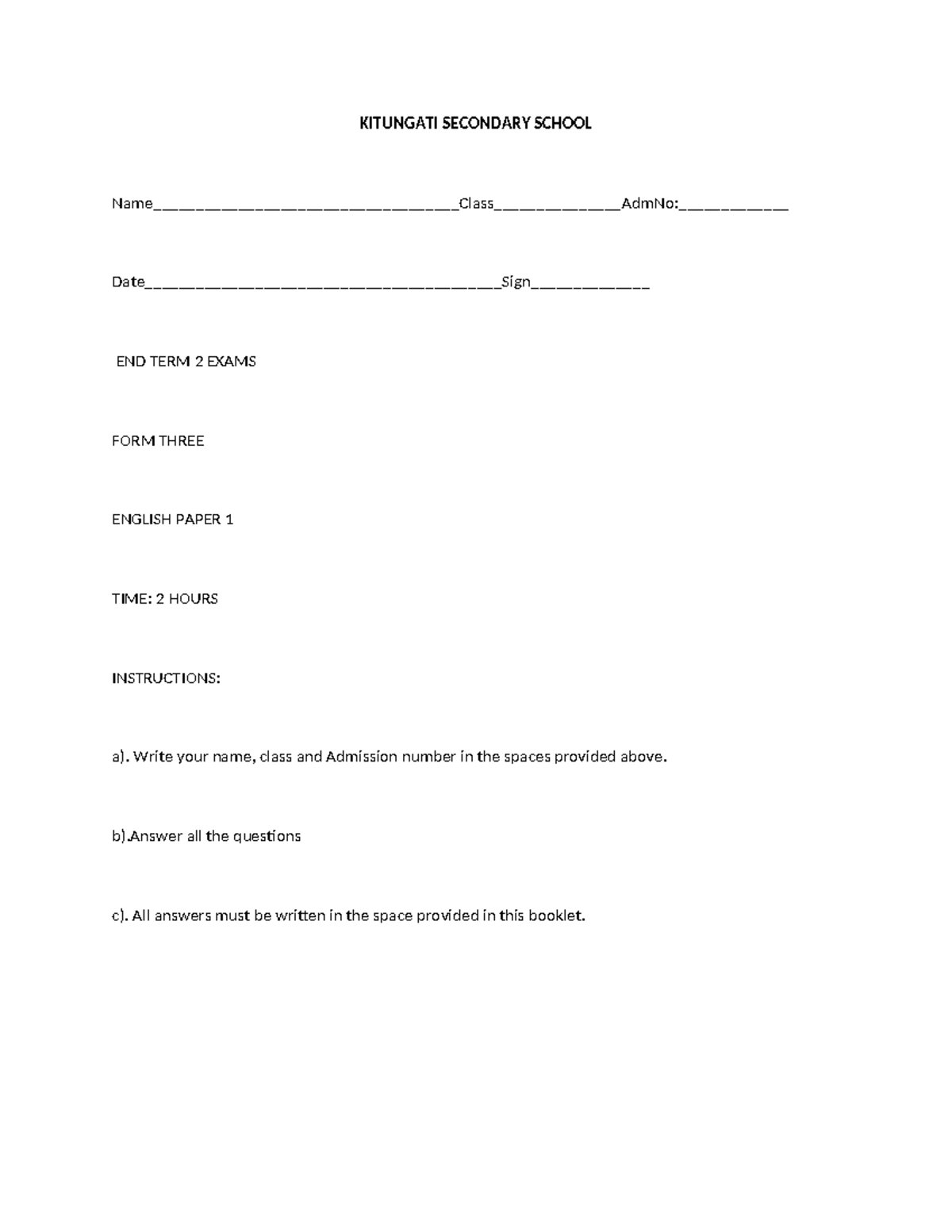 Form 3 - Notes - KITUNGATI SECONDARY SCHOOL - Studocu