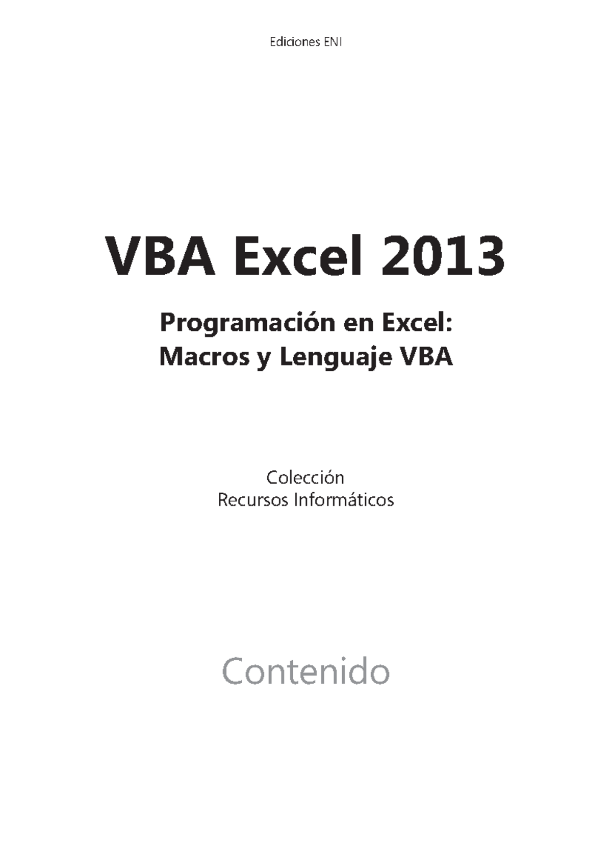 VBA Excel 2013 Programacion en Excel Mac - Ediciones ENI VBA Excel 2013 Programación en Excel ...