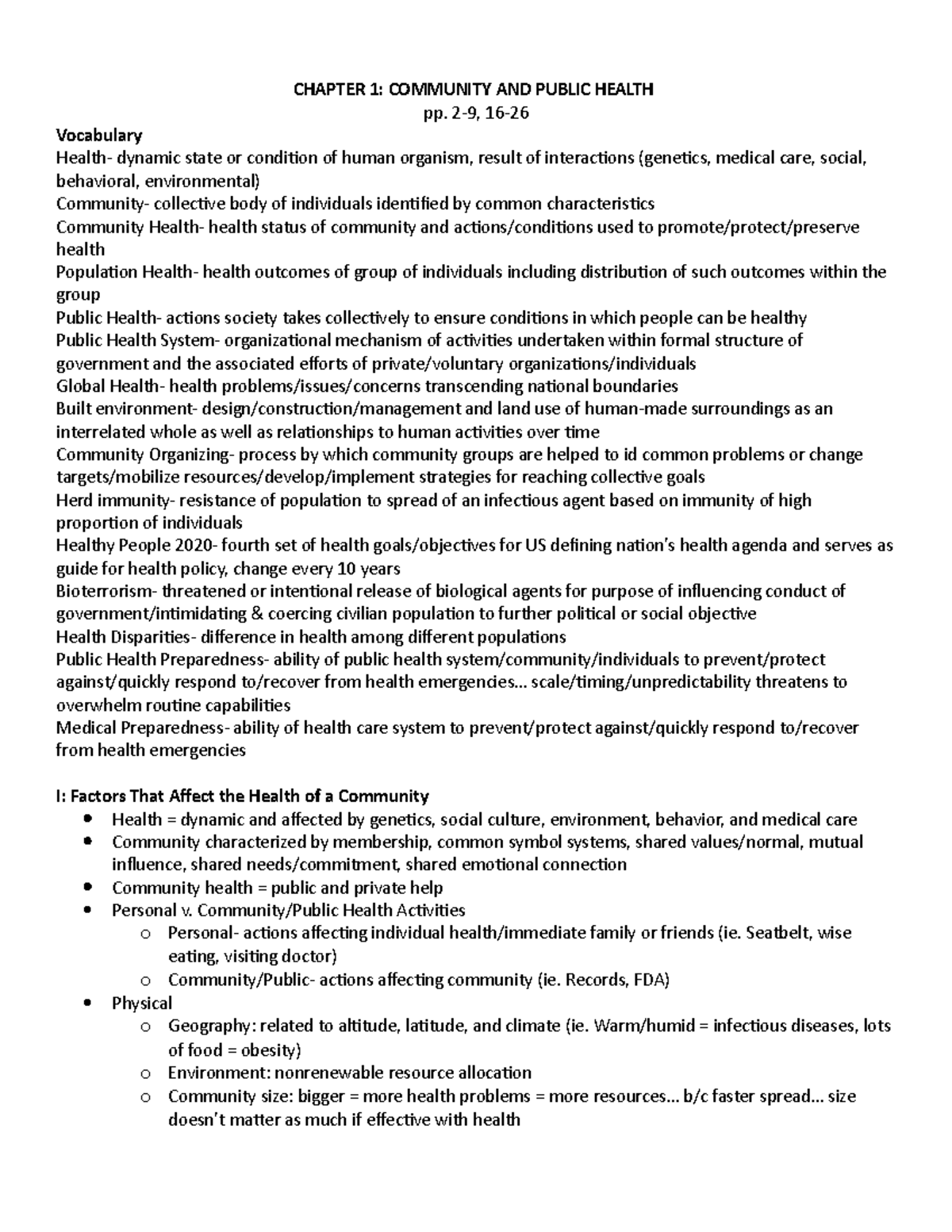 Module 1 - CHAPTER 1: COMMUNITY AND PUBLIC HEALTH pp. 2-9, 16-26 ...