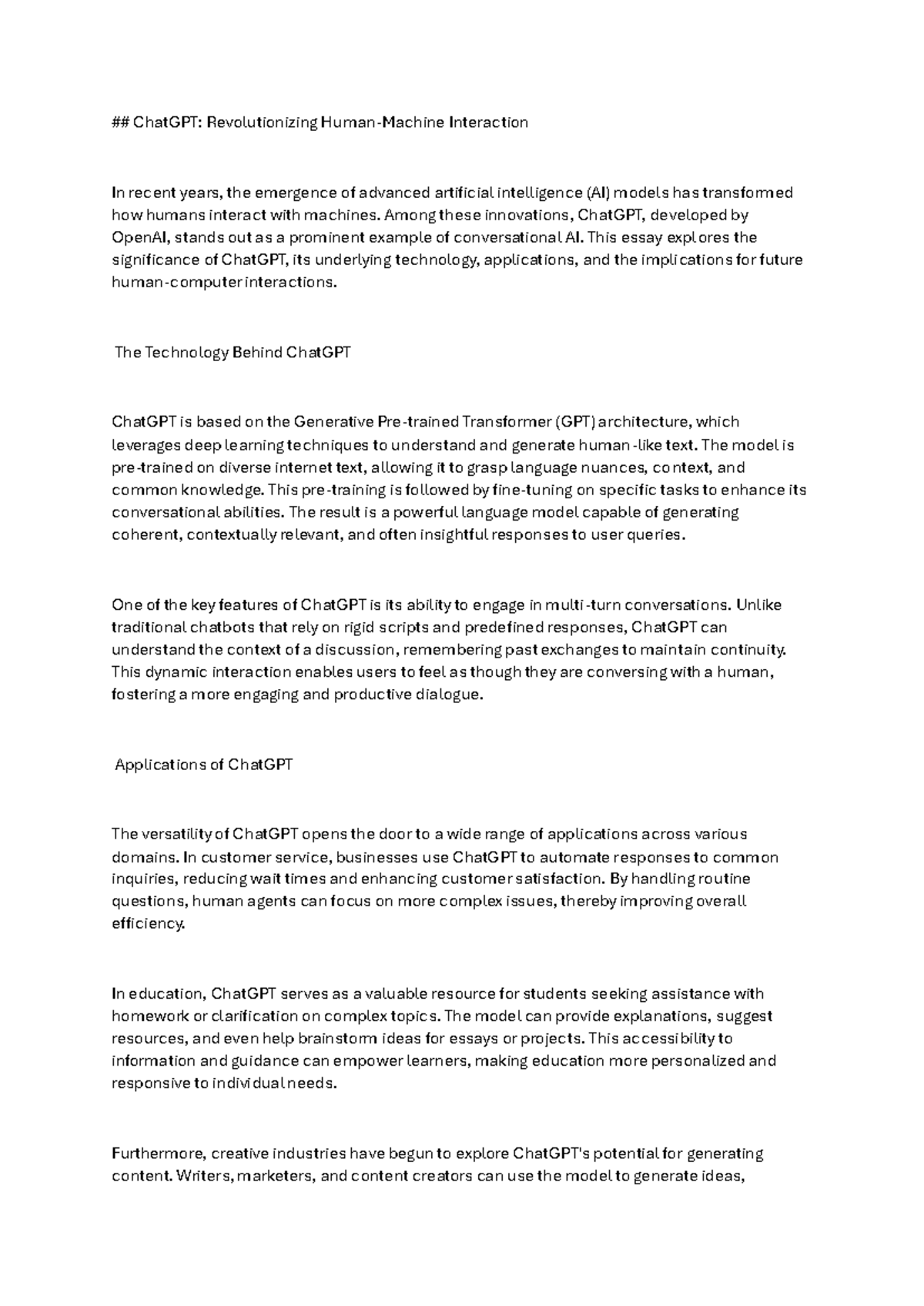 Chat GPT - Notes - ChatGPT: Revolutionizing Human-Machine Interaction ...