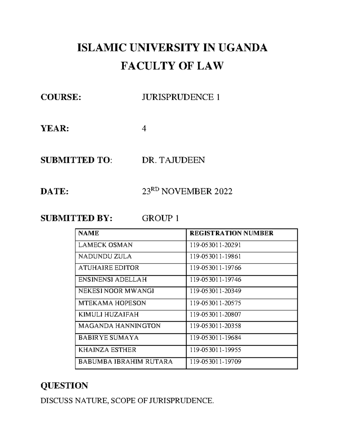 Definition, nature and utility of Jurisprudence - ISLAMIC UNIVERSITY IN ...
