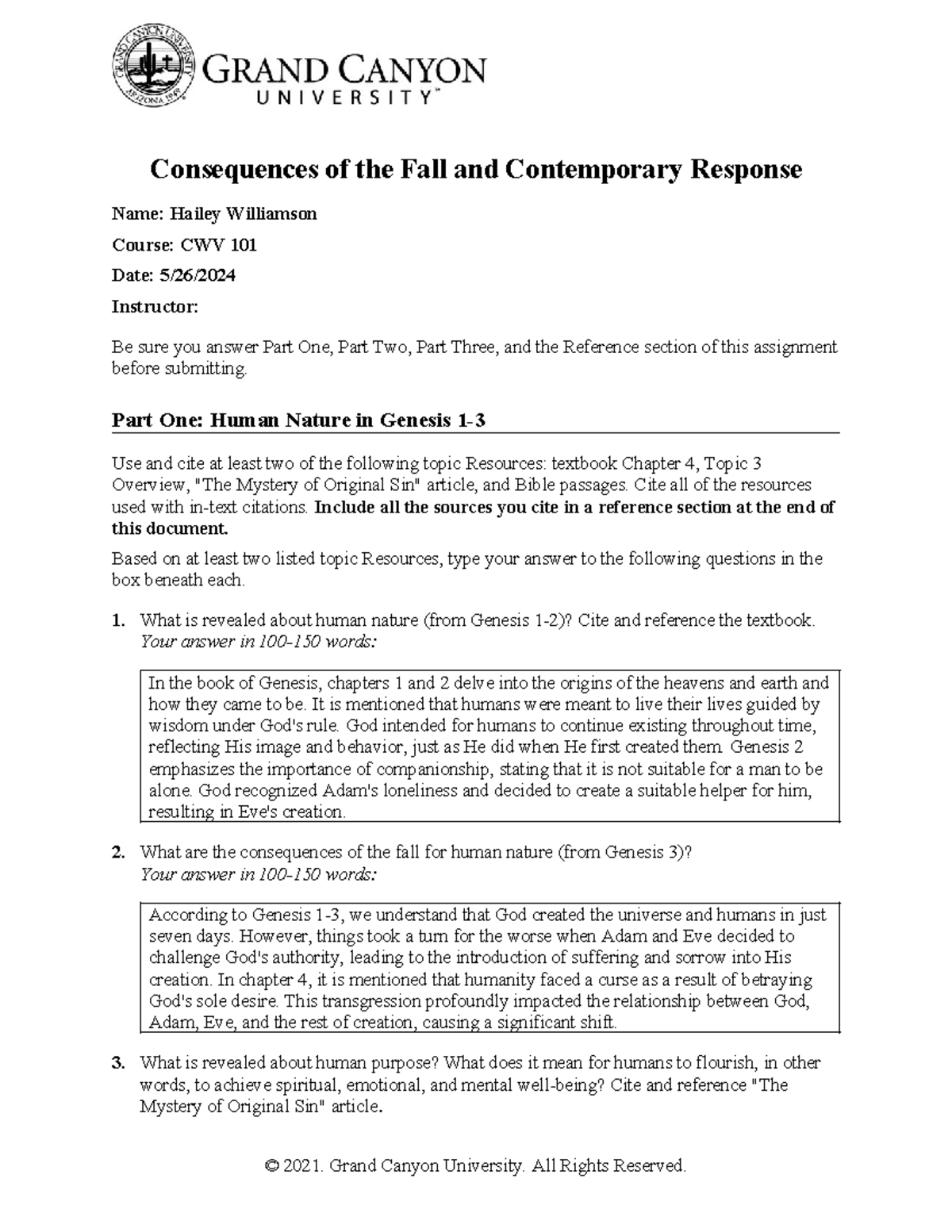 CWV-101-301-RS-T3Conseq Of The Fall Contemporary Response-Online - Consequences of the Fall and ...