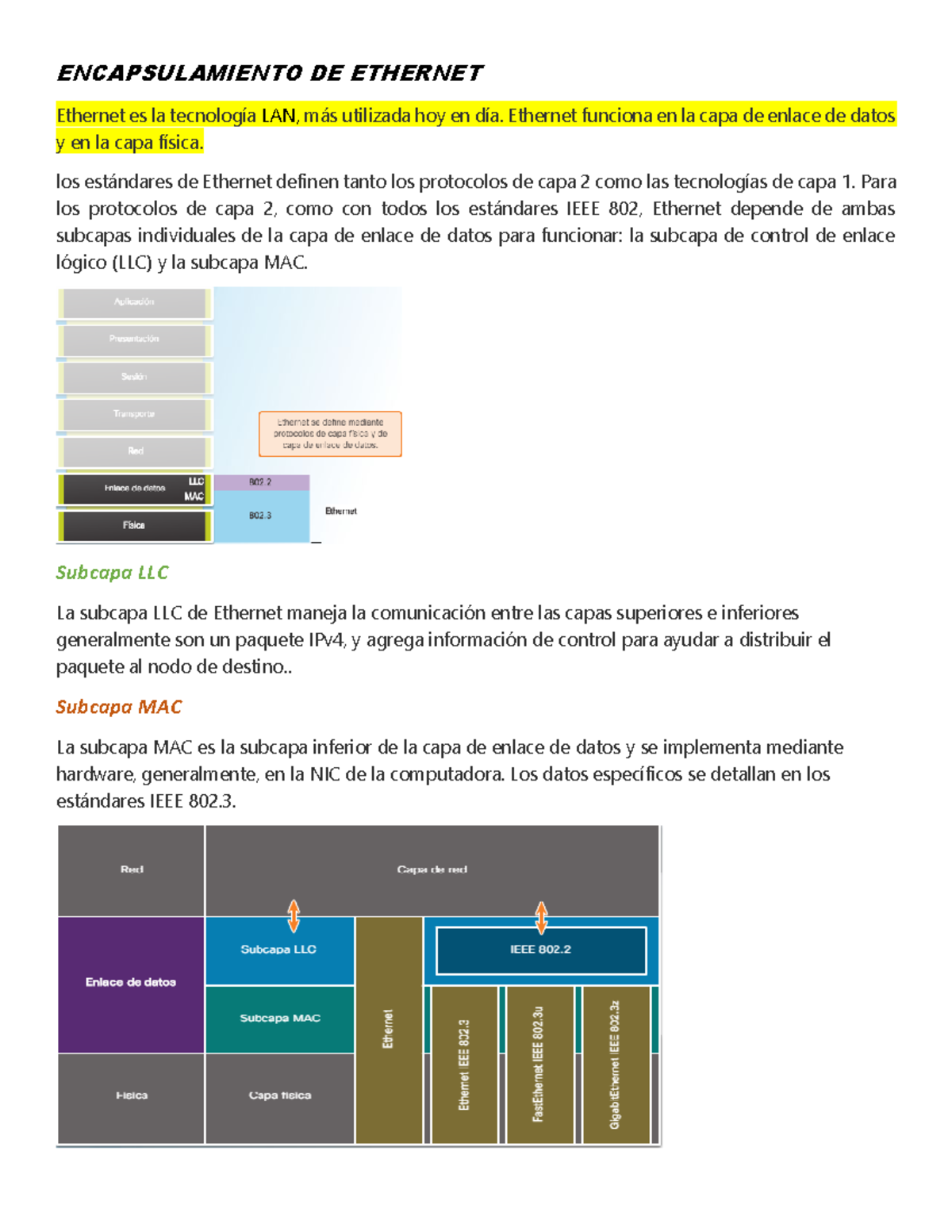 Encapsulamiento de Ethernet - ENCAPSULAMIENTO DE ETHERNET Ethernet es la tecnología LAN, más ...