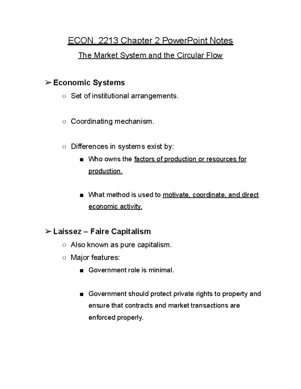 ECON. 2213 Chapter 2 Power Point Notes - ECON. 2213 Chapter 2 ...