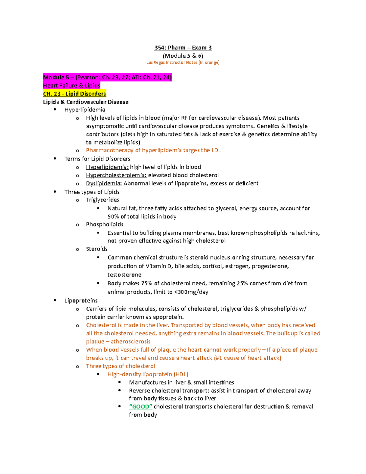 Pharm: EXAM 3 PP - 354: Pharm – Exam 3 (Module 5 & 6) Las Vegas ...