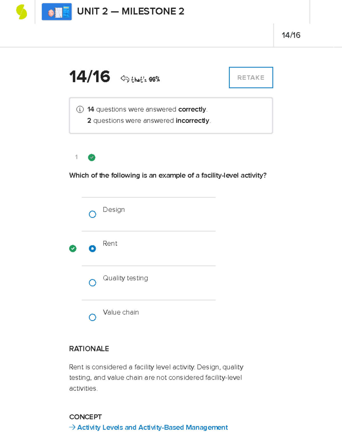 Acc202 milestone 2 - 1 CONCEPT → Activity Levels and Activity-Based ...