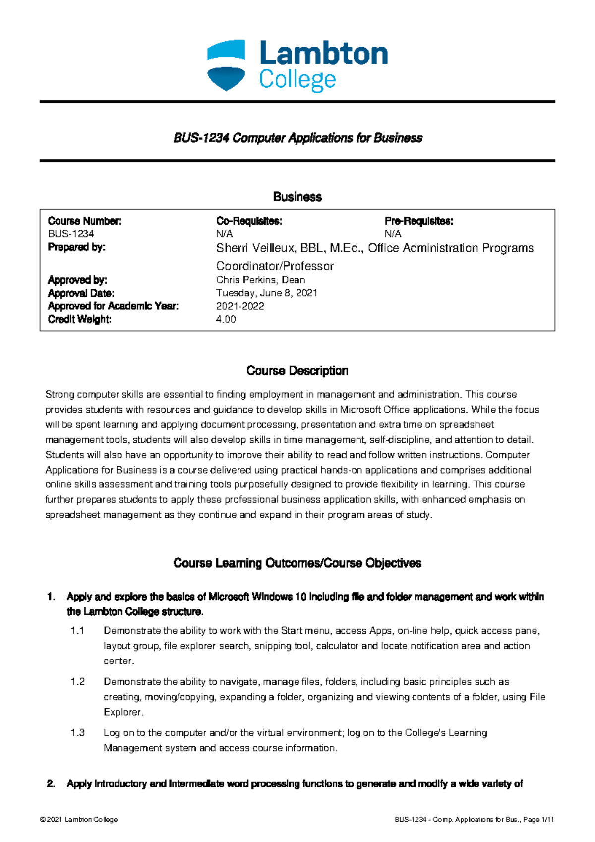 2021-2022 bus-1234 - easy - BUS-1234 Computer Applications for Business ...
